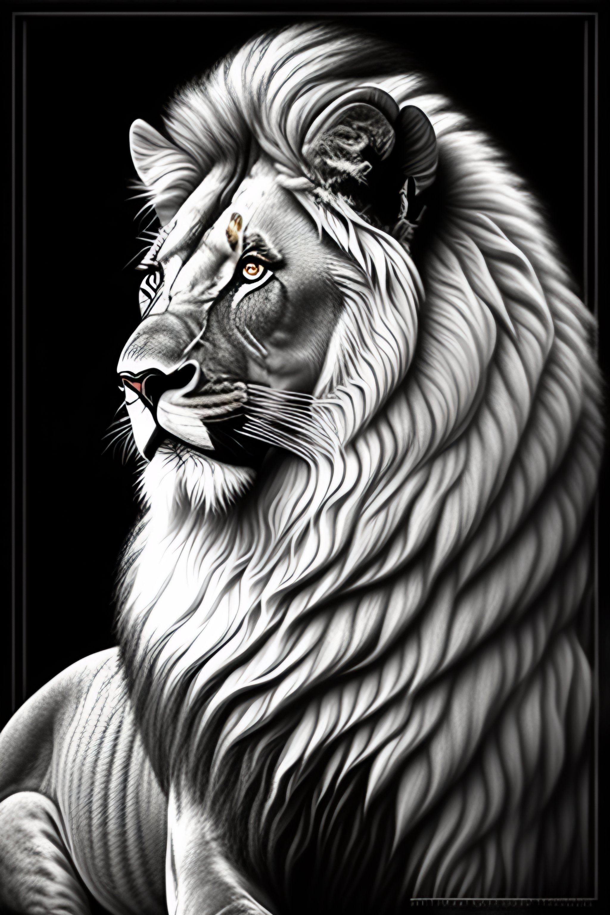 Lion Front View Drawing