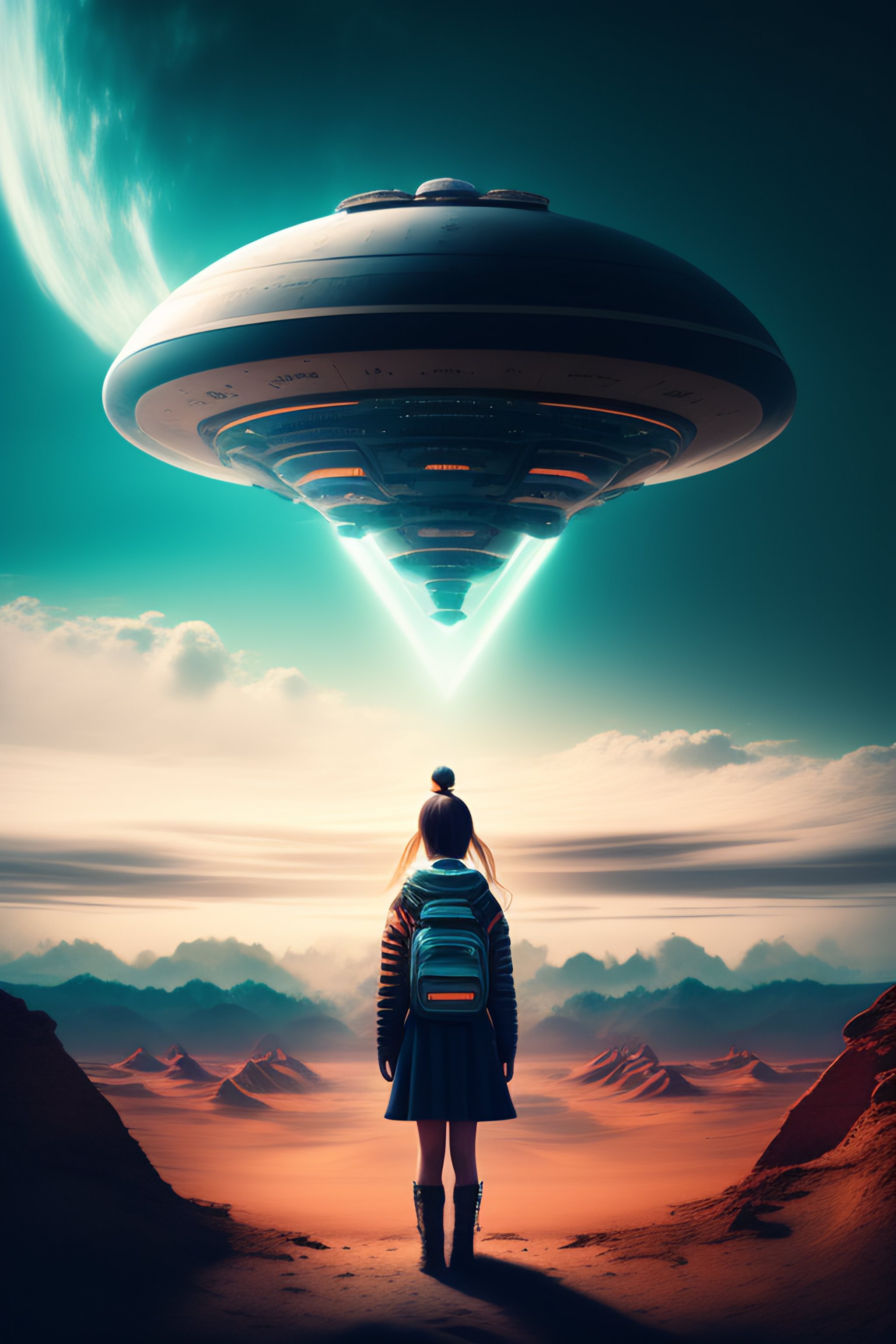 Lexica - Distopic future, alien space ship above the sky, earth as a ...