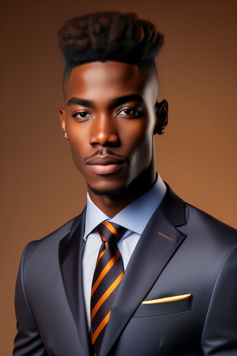 Lexica - A very handsome African young man looking straight ahead and ...