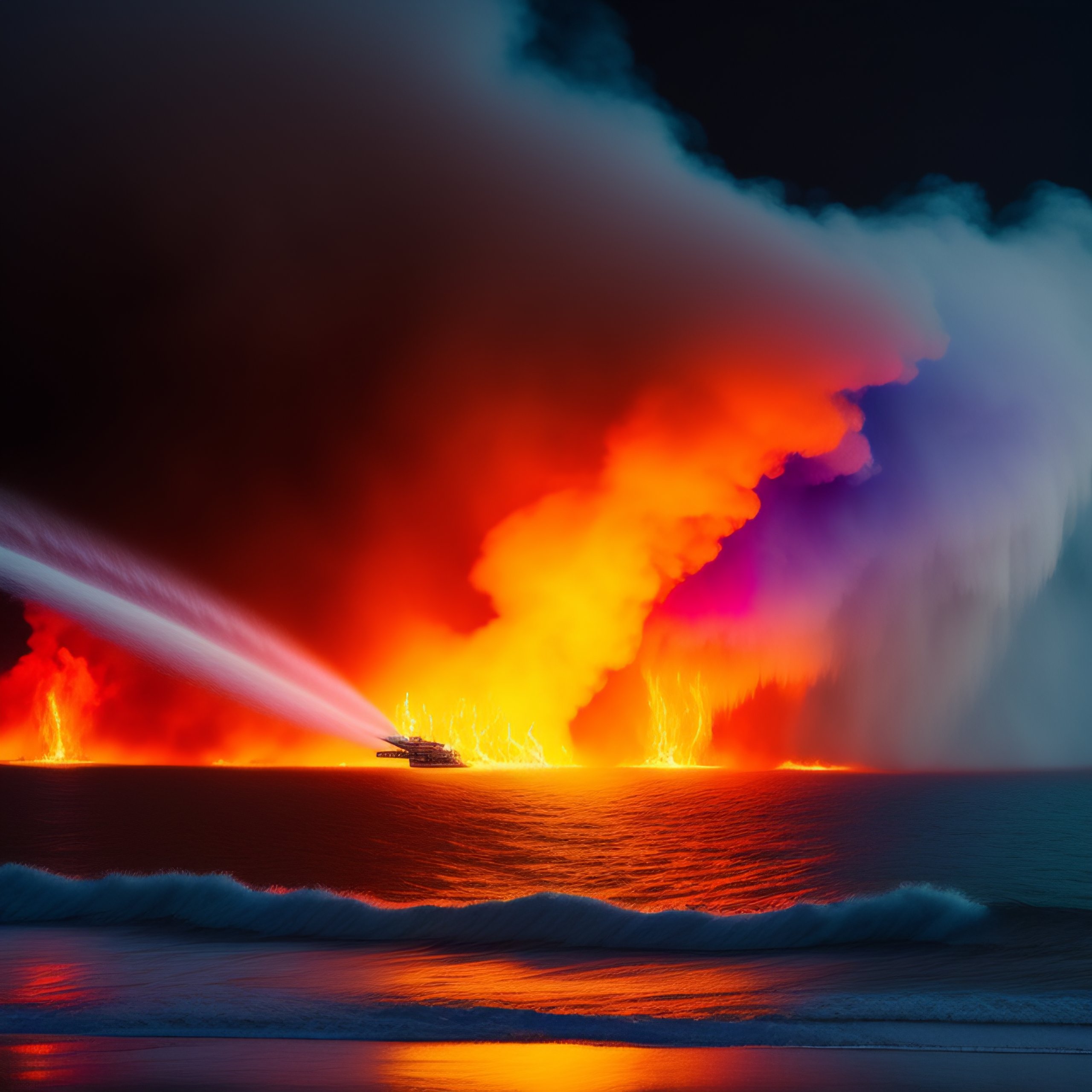 Lexica - Dramatic lighting, dramatic fire, splash, rainbow