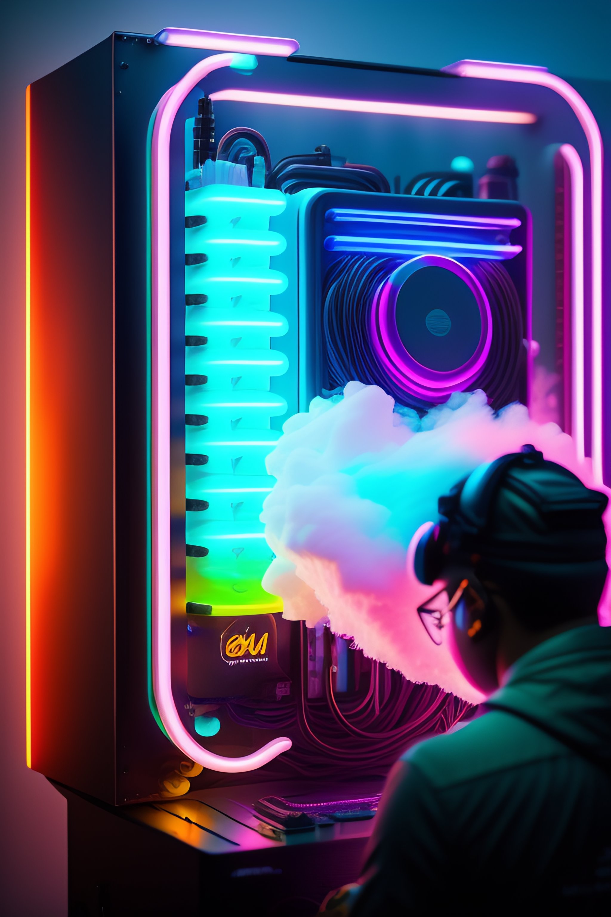 Lexica - Cartoon character overclocking cpu with liquid nitrogen with a ...