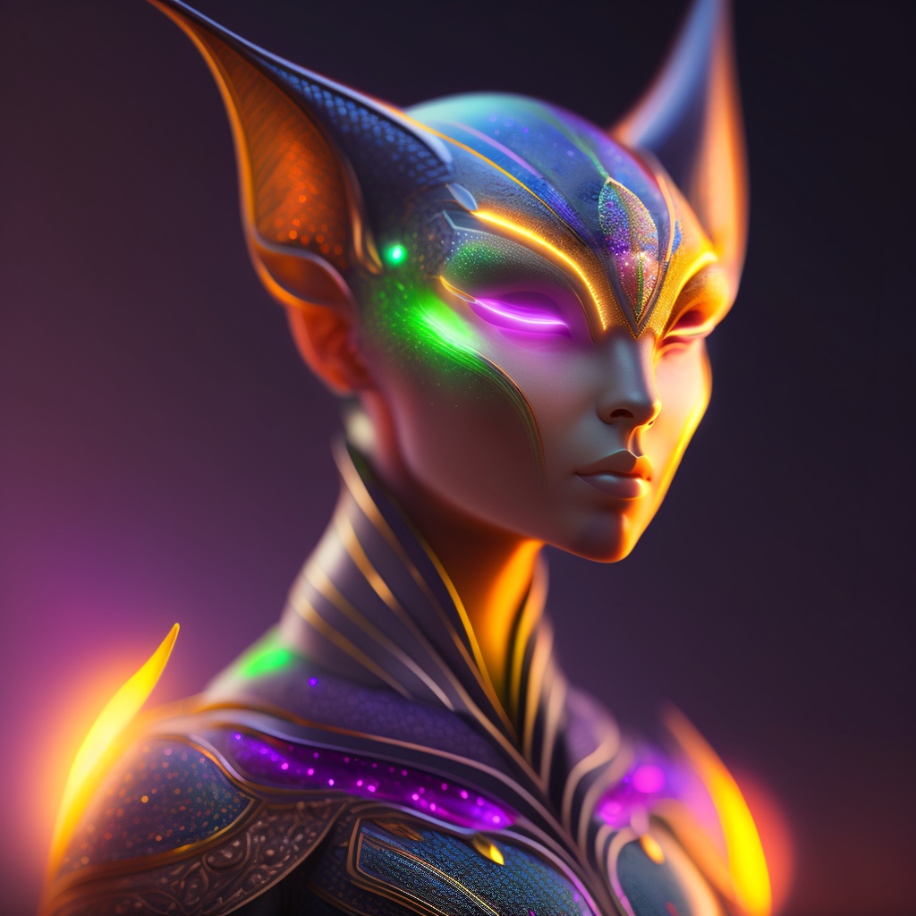 Lexica - Image of a alien with long elf-ears, holding a flower that ...