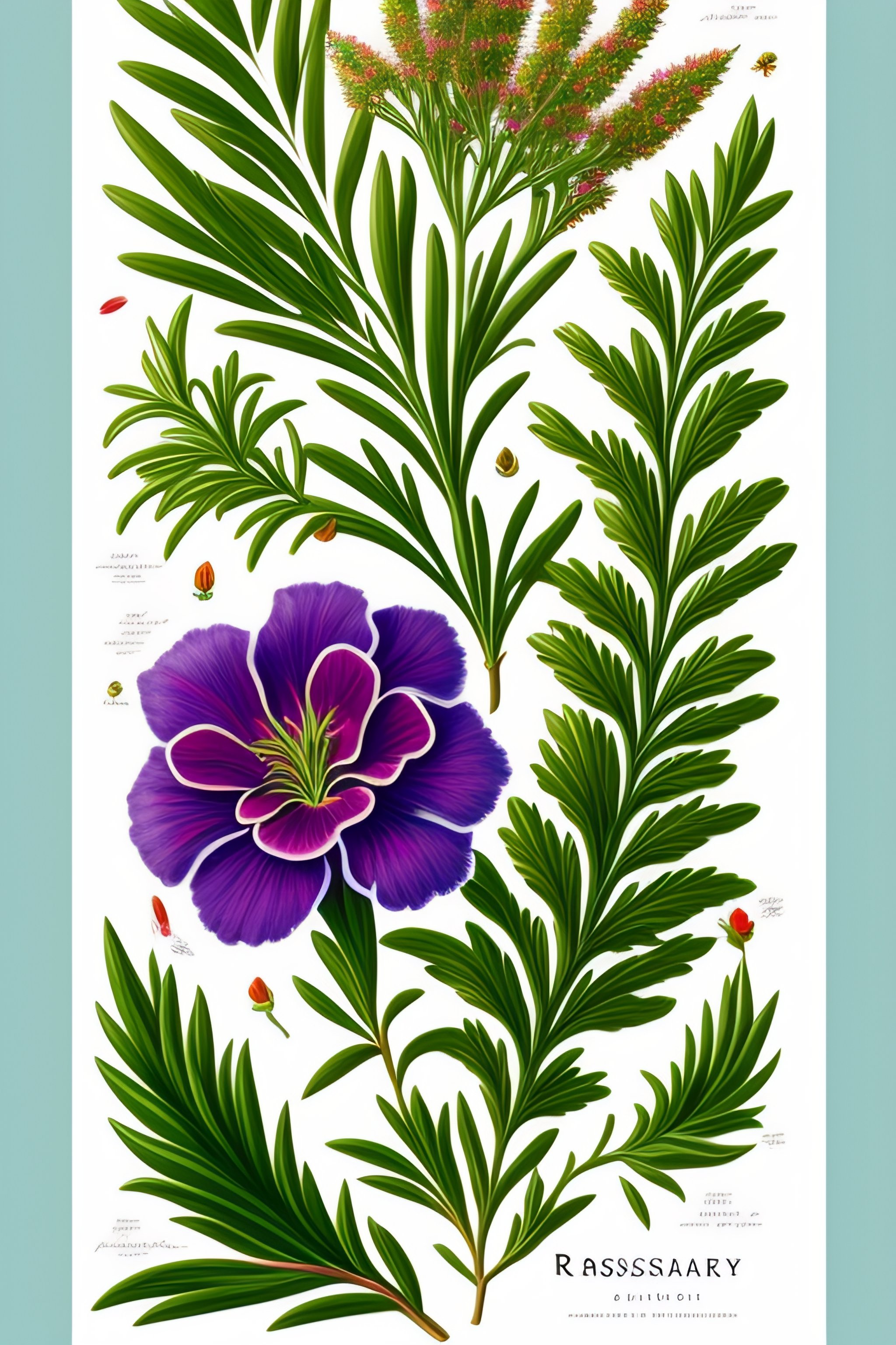 Lexica - Botanical colorful illustration of rosemary