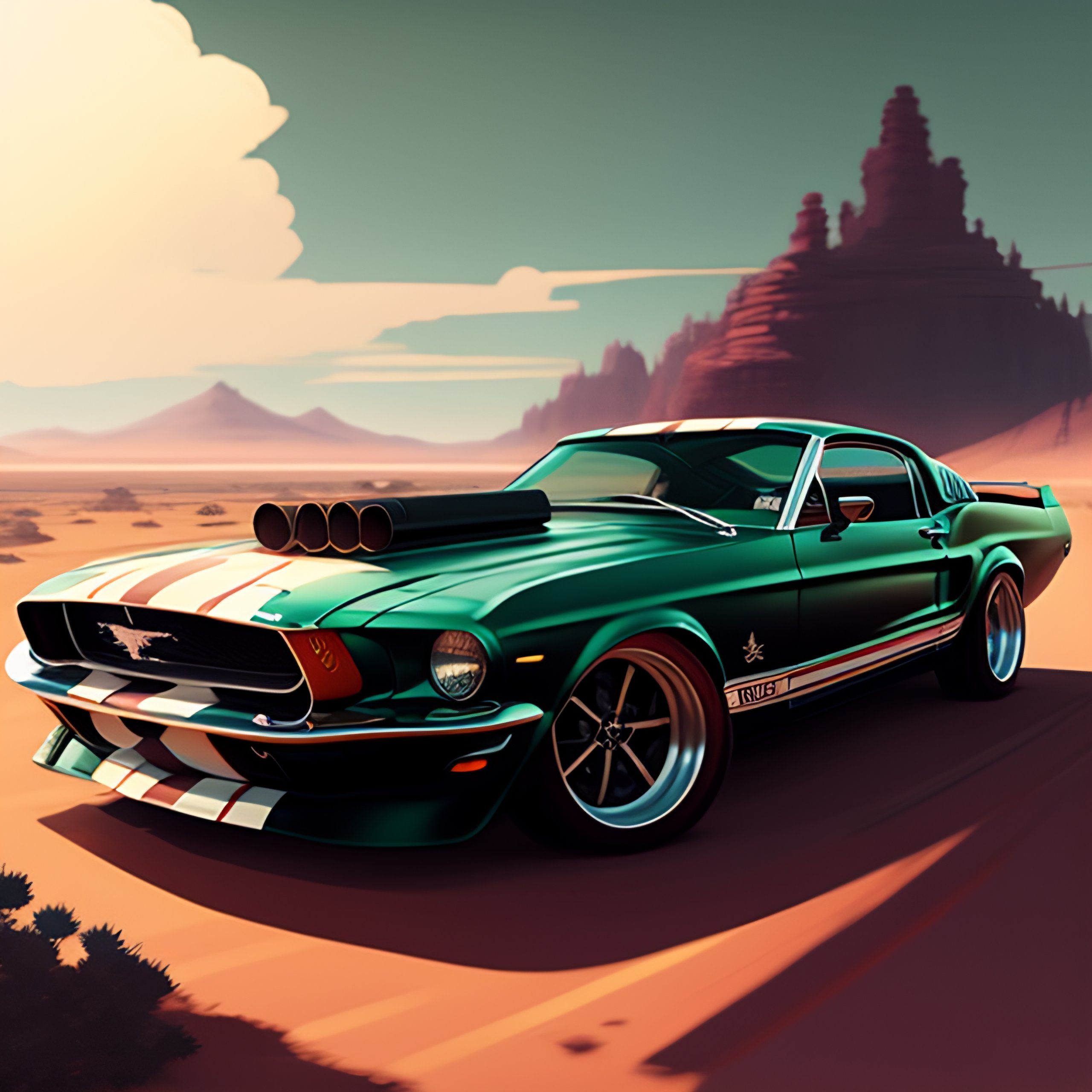 Lexica - Highly detailed portrait of a Ford Mustang GT, front view ...