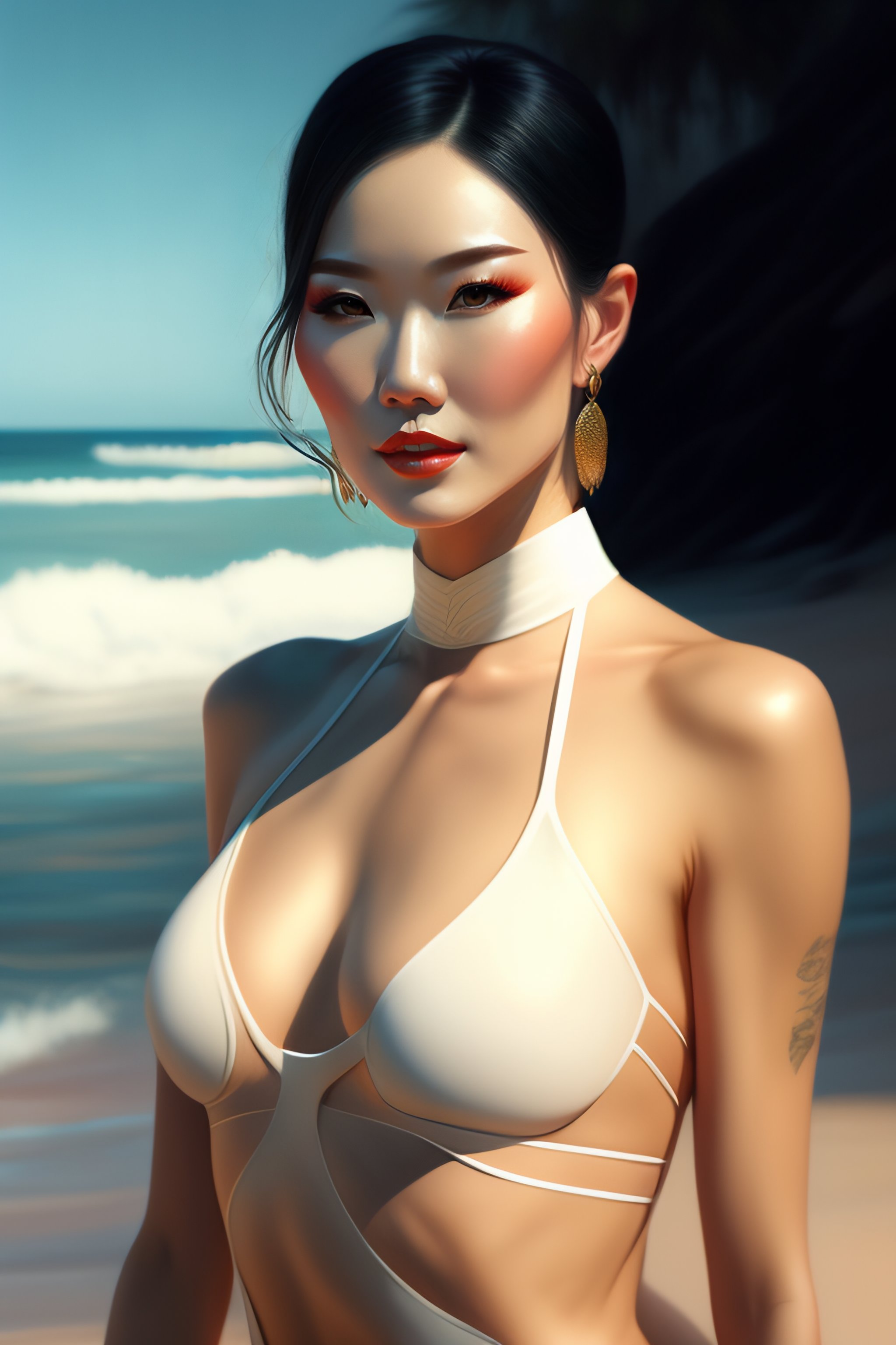 Lexica - Full body portrait of alluring and attractive middle-aged Eurasian housewife, slim and ...