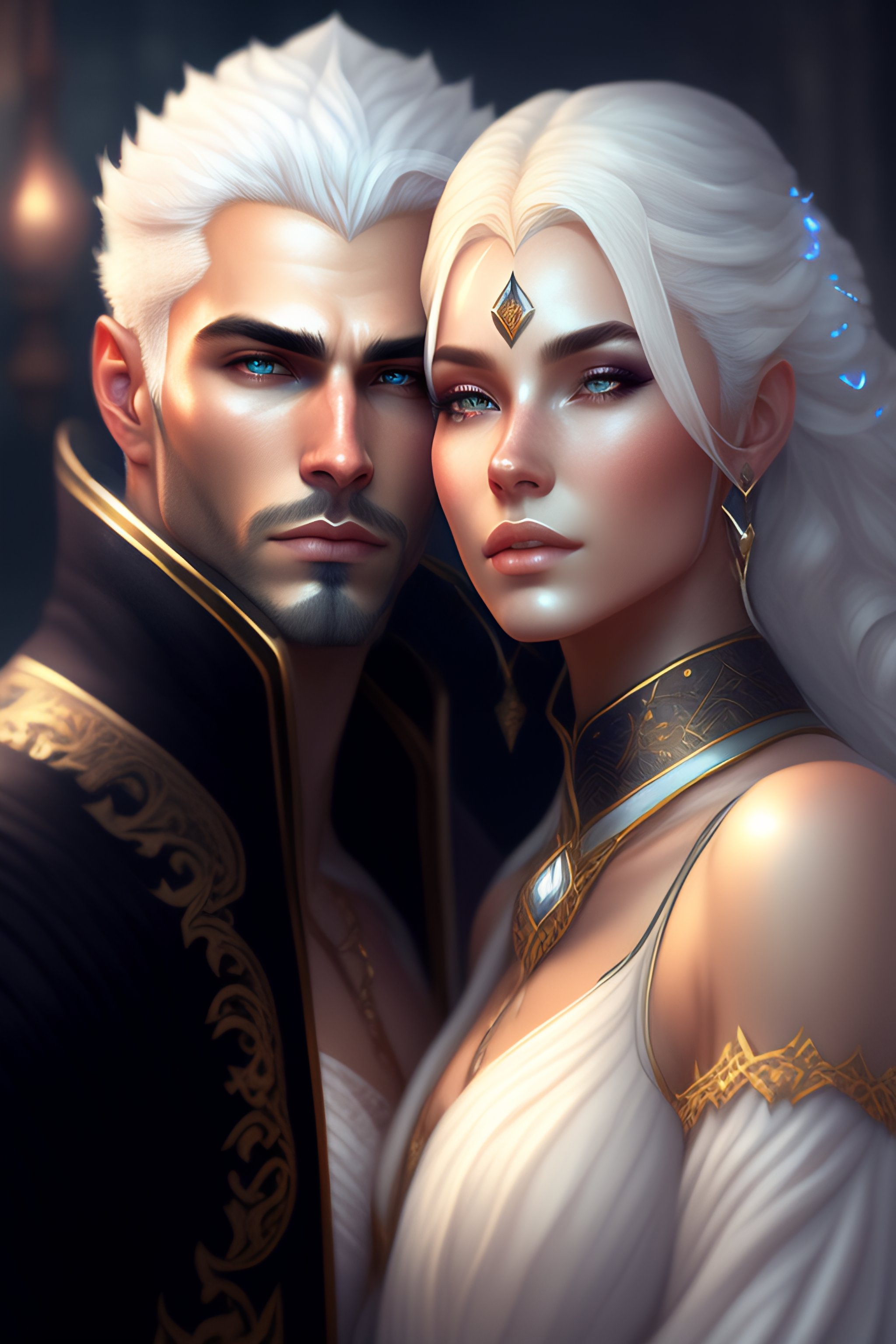 Lexica - Mage godess with white hair, mage god with black hair, pale ...