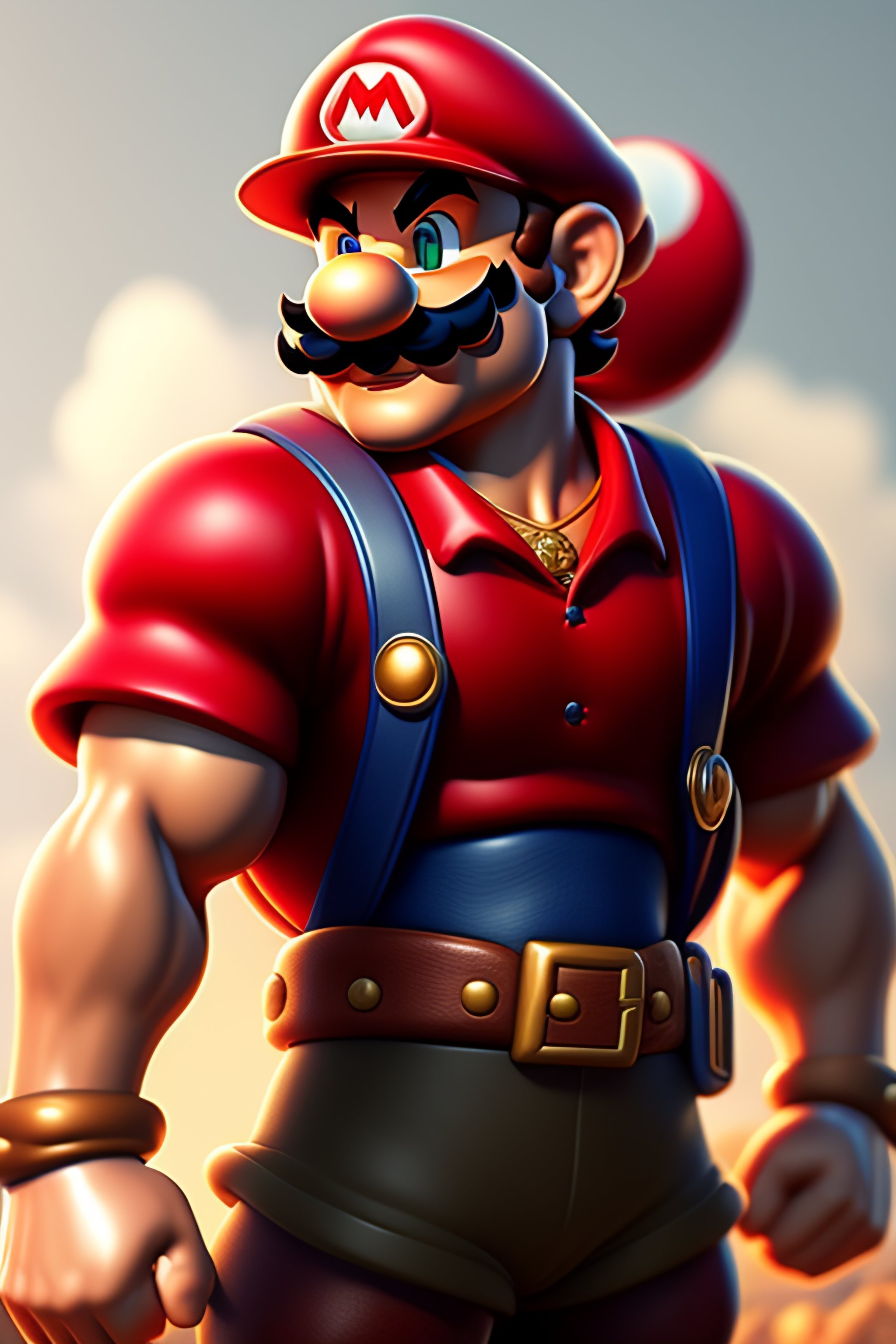 Lexica - SUPERMARIO, a highly detailed illustration, muscular ...