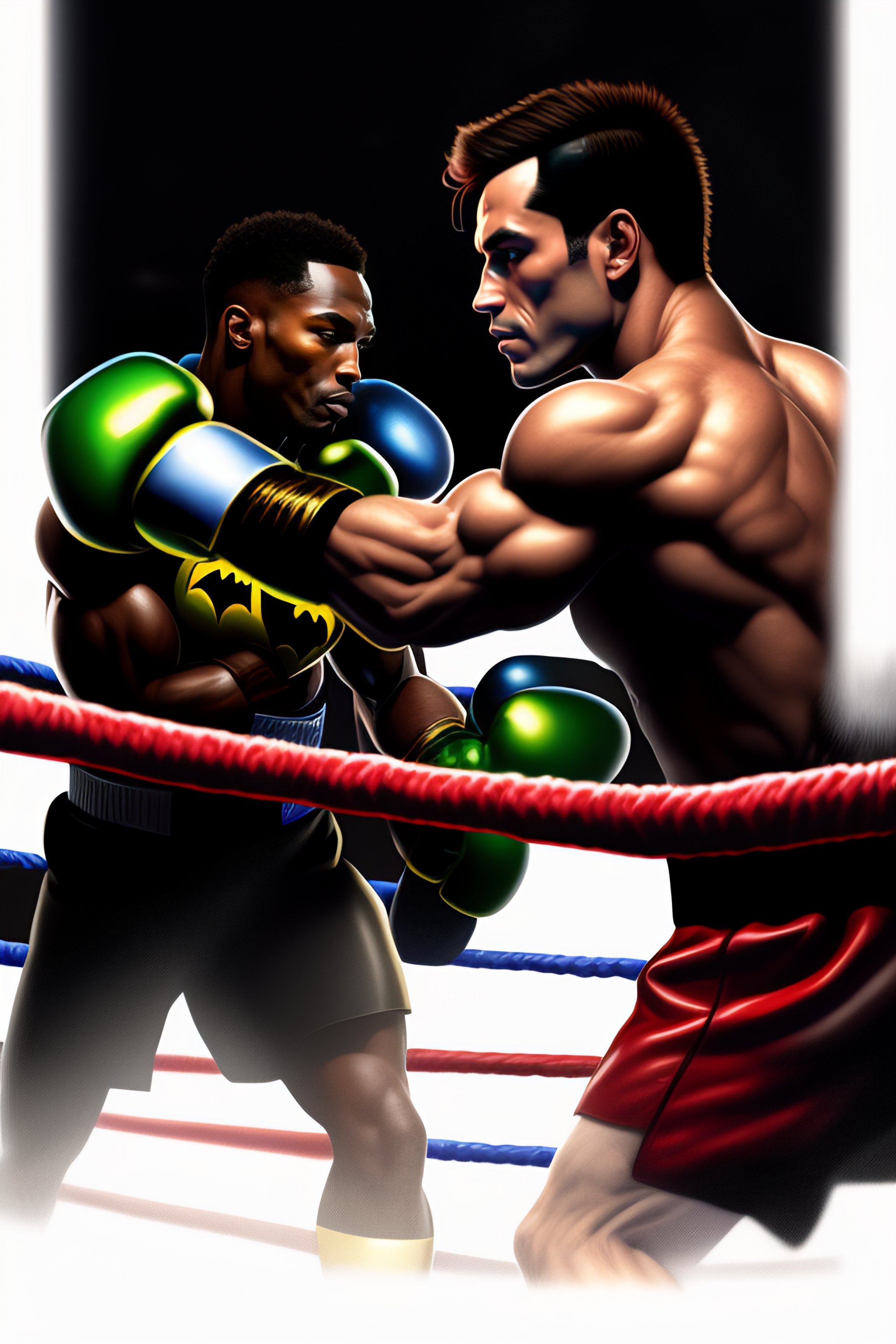 Lexica - Batman fighting Conner Magregor in a boxing ring.