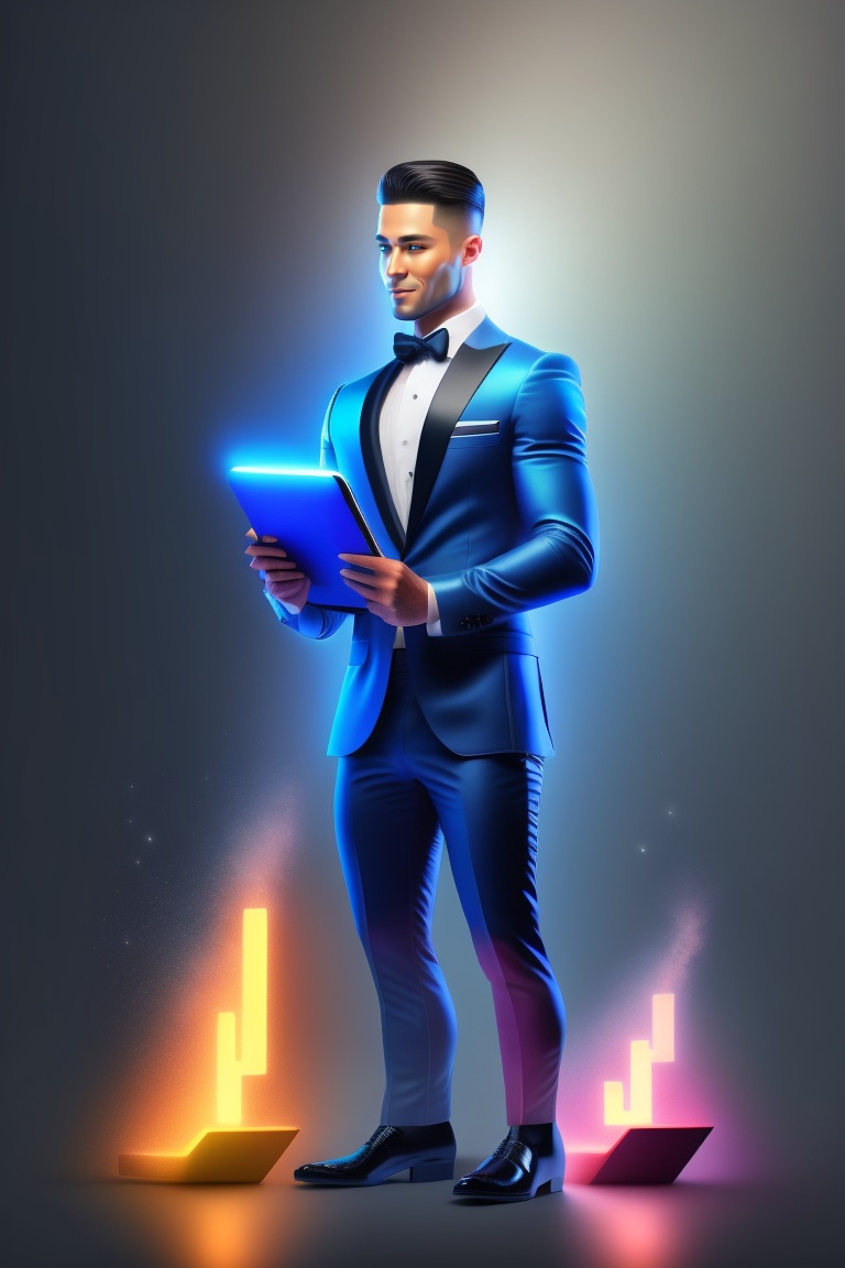 Lexica - Forex trader 3d image, businessman holding tablet and trading ...