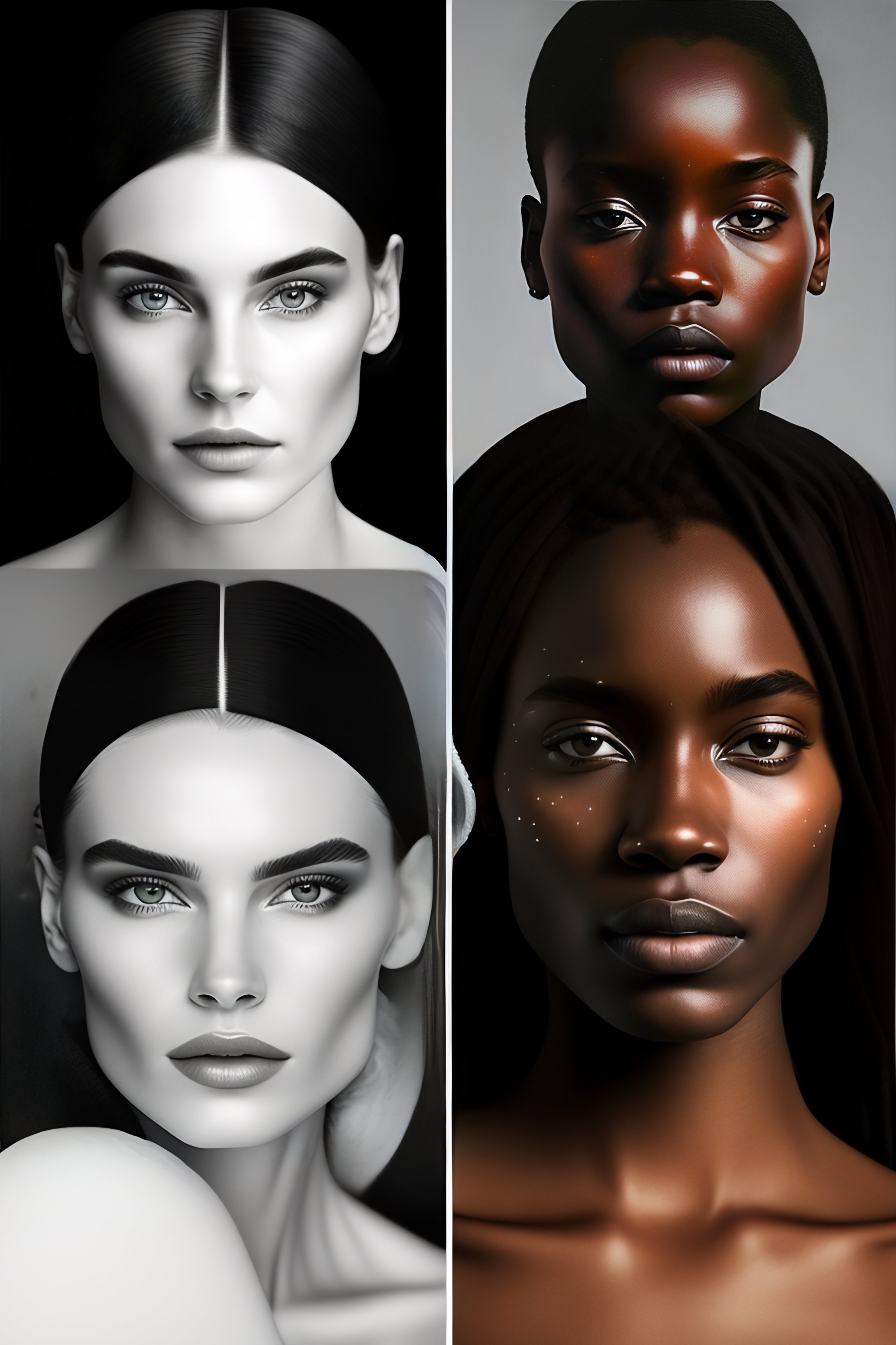 Lexica - Moitié de visage d'une personne blanche et une autre moitié de ...