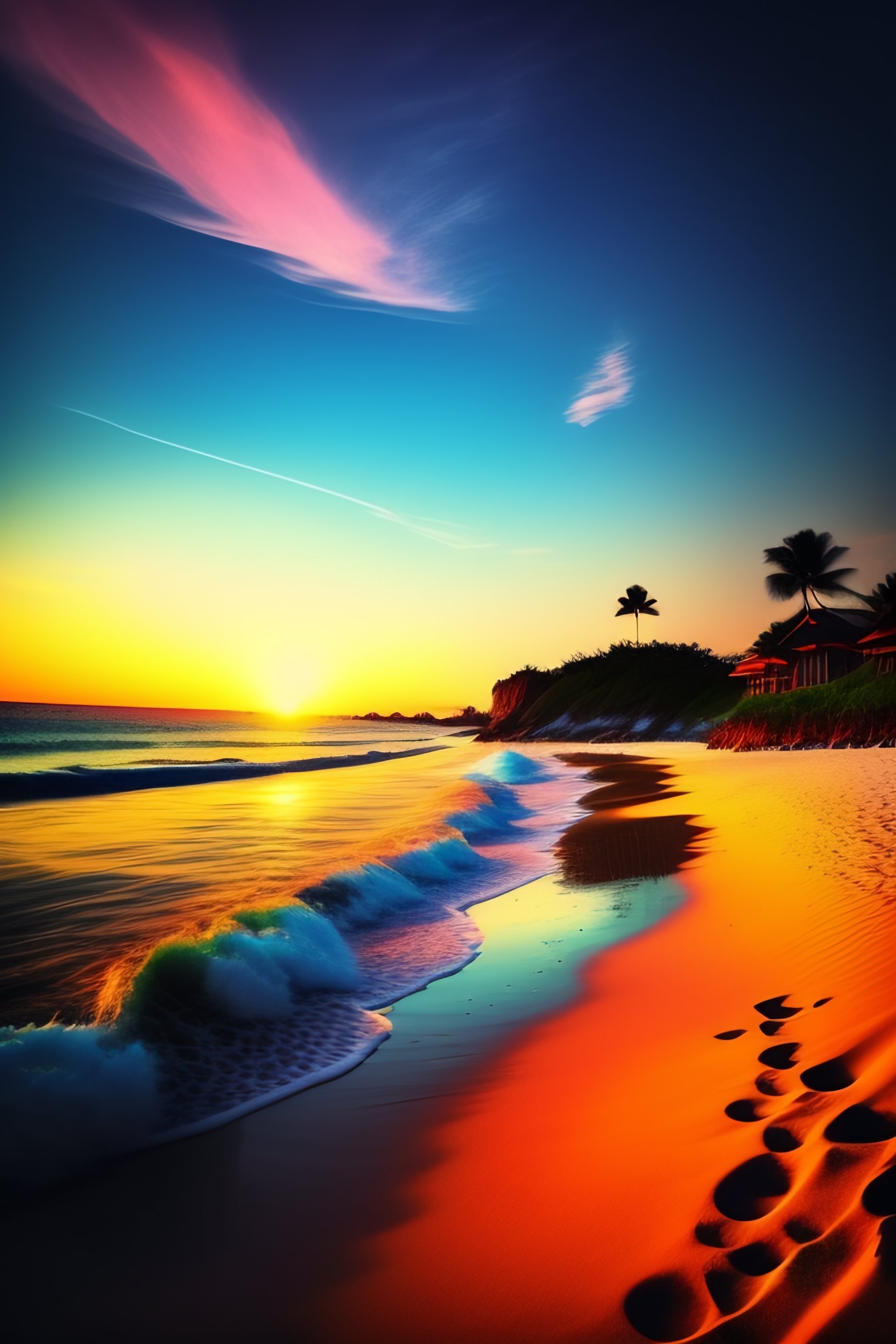 Lexica - Peaceful place.beach.a beautiful sky with a sunset.beautiful ...