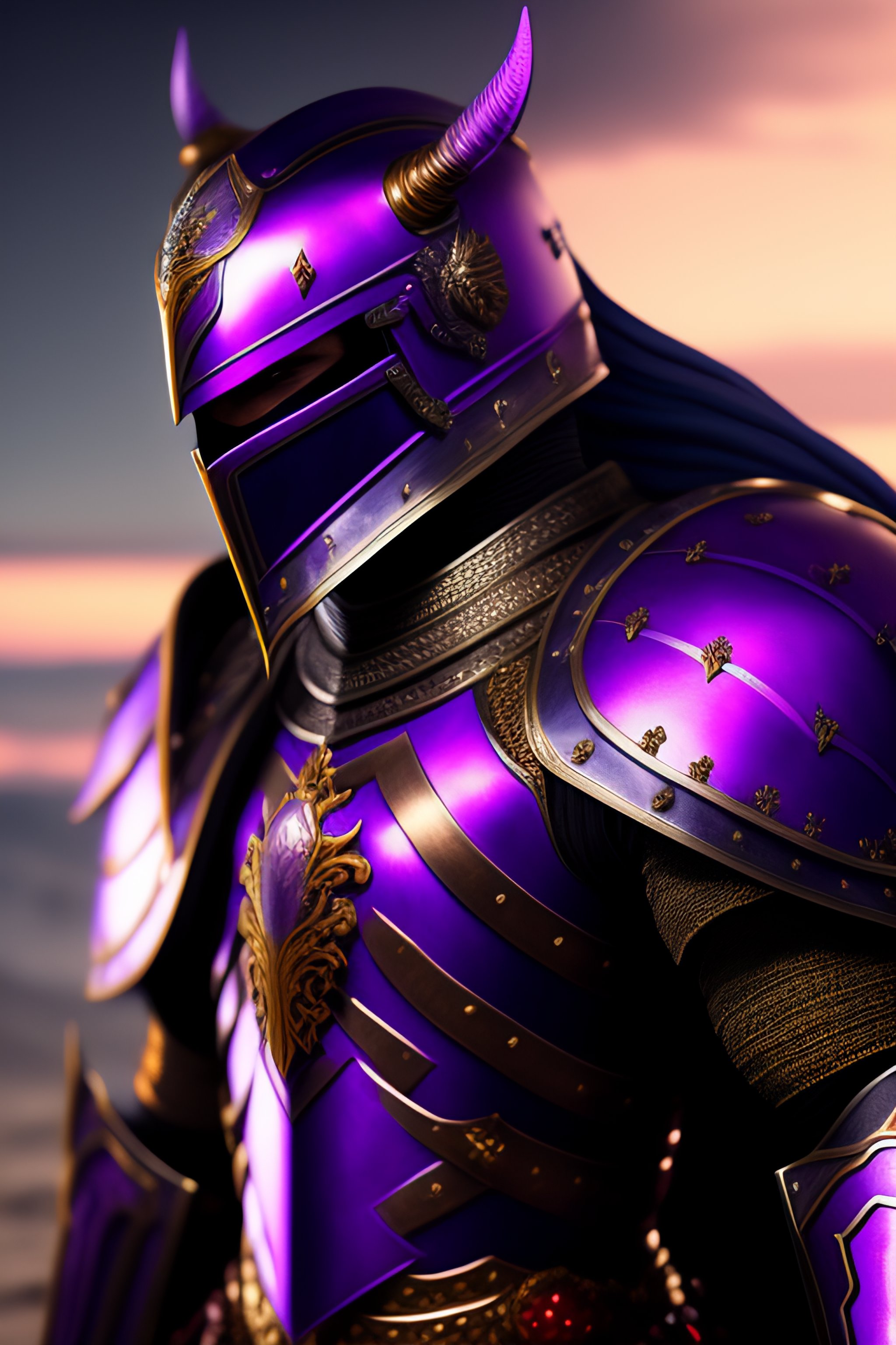 Lexica - A knight in heavy armor with purple accents on the armor ...