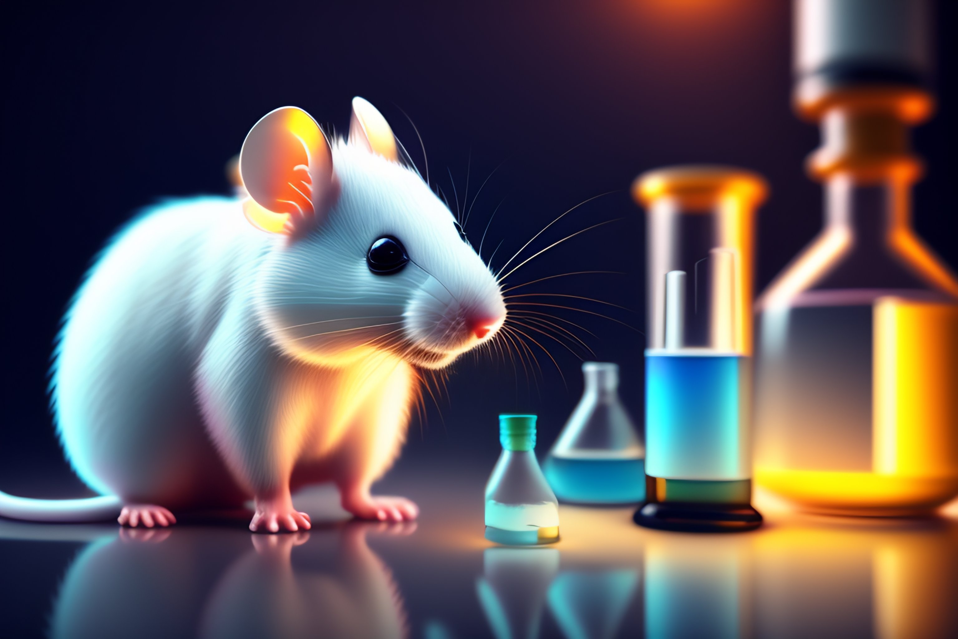 Lexica - A 3d render of a cute fuzzy pet rat dressed in a white lab ...