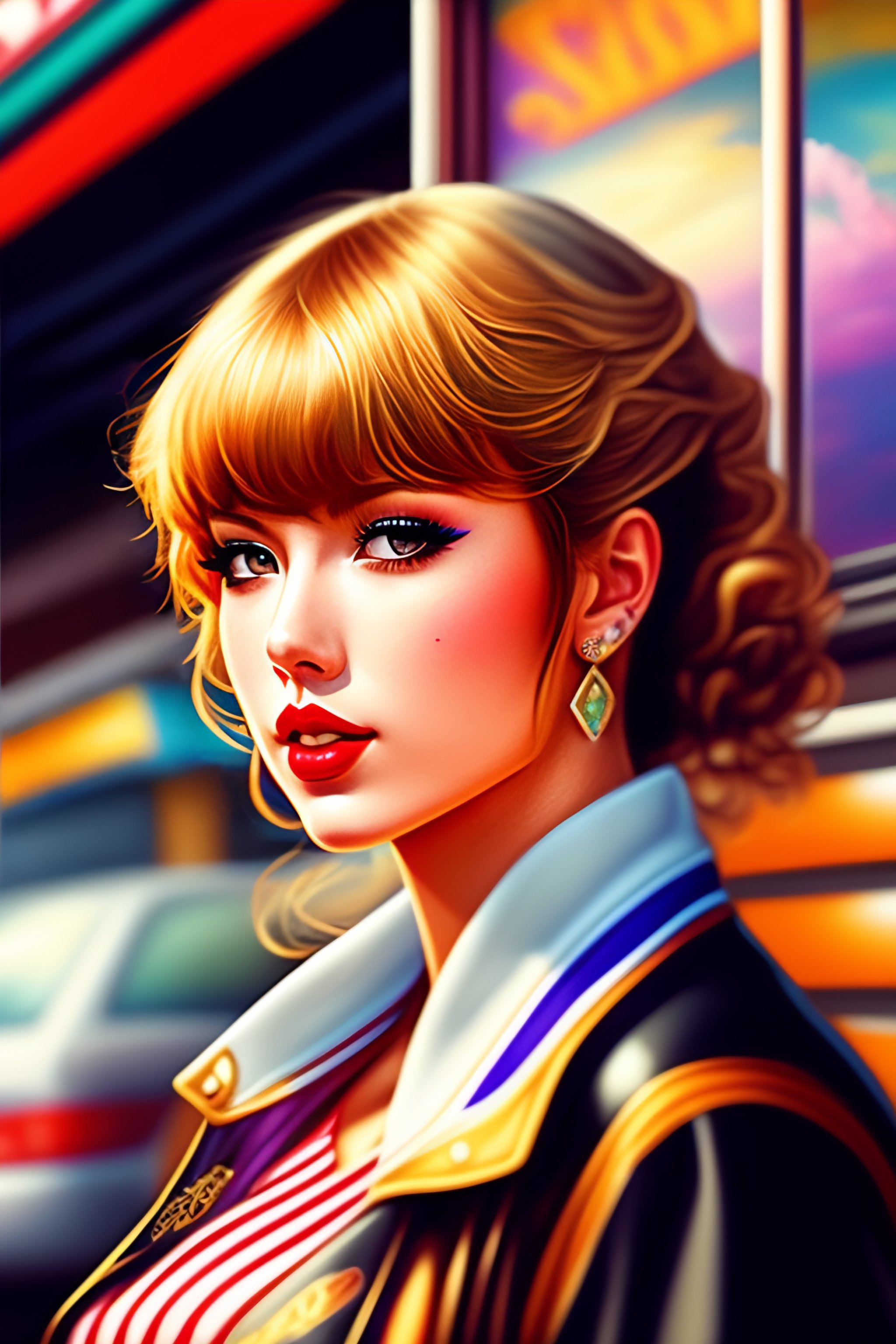 Lexica - In the style of 90's vintage, anime art of taylor swift inside ...