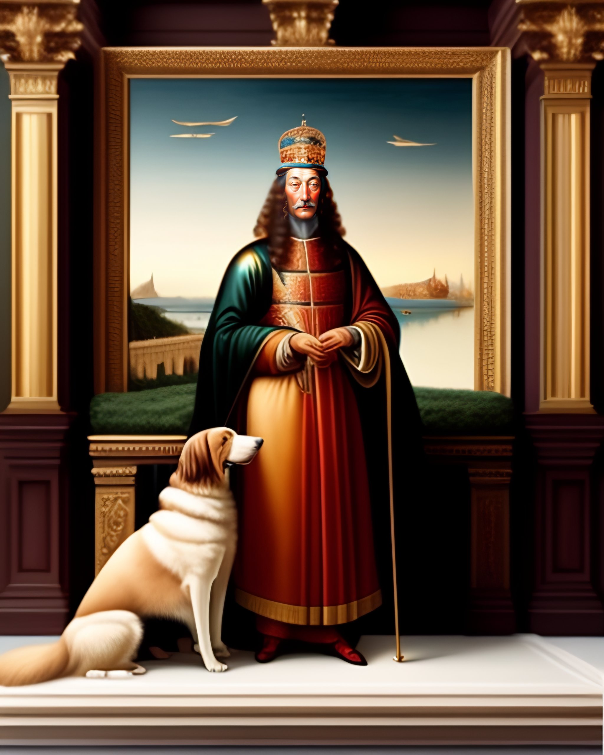 Lexica - Botticelli artwork emperor with dogs