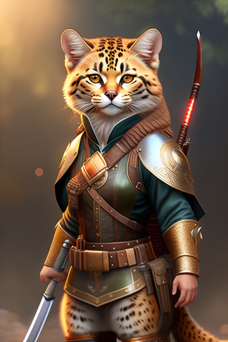 Lexica - A female tabaxi with leopard spots, standing upright, long ...