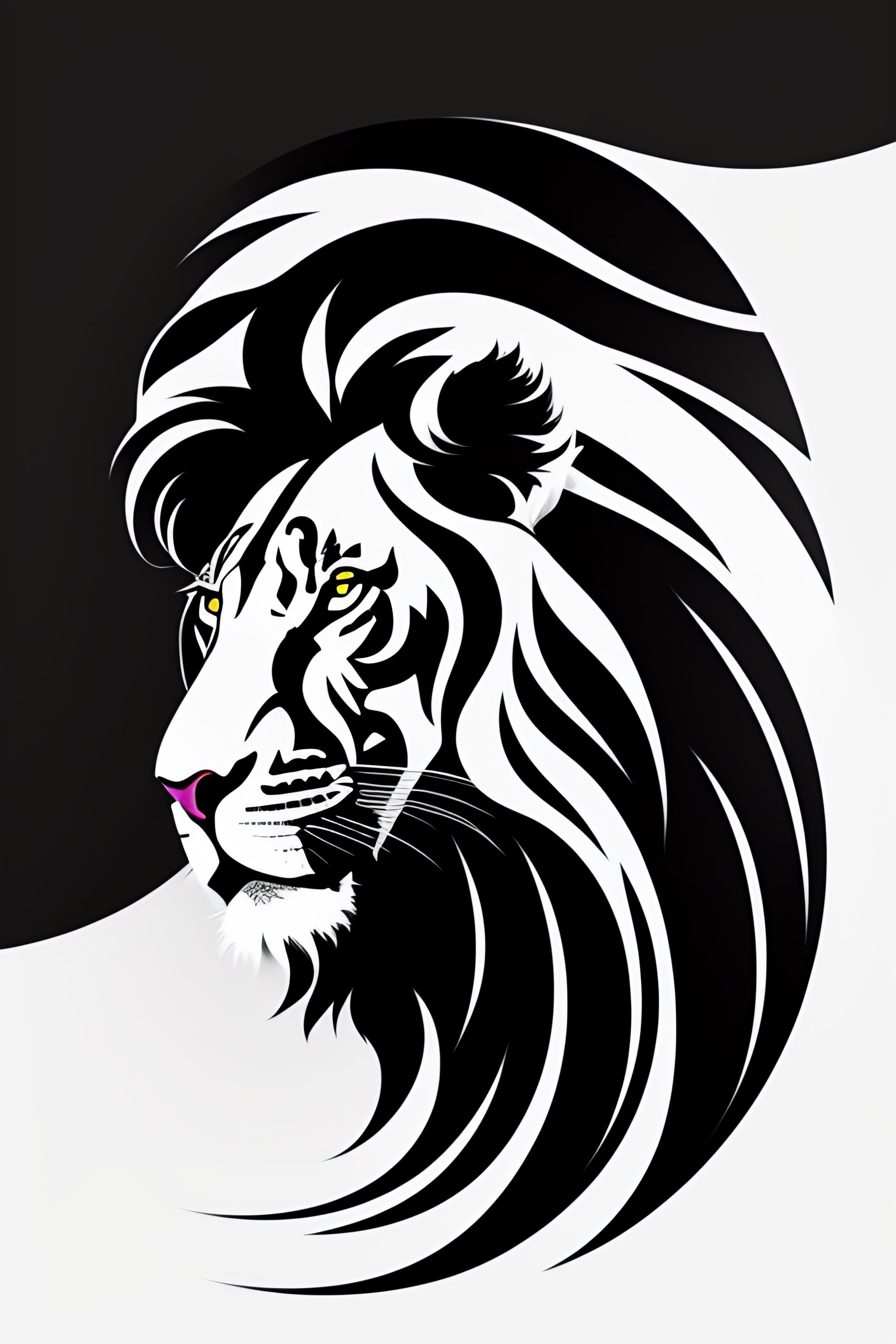 Lexica - Abstract minimal lion business logo, black and white, logo ...