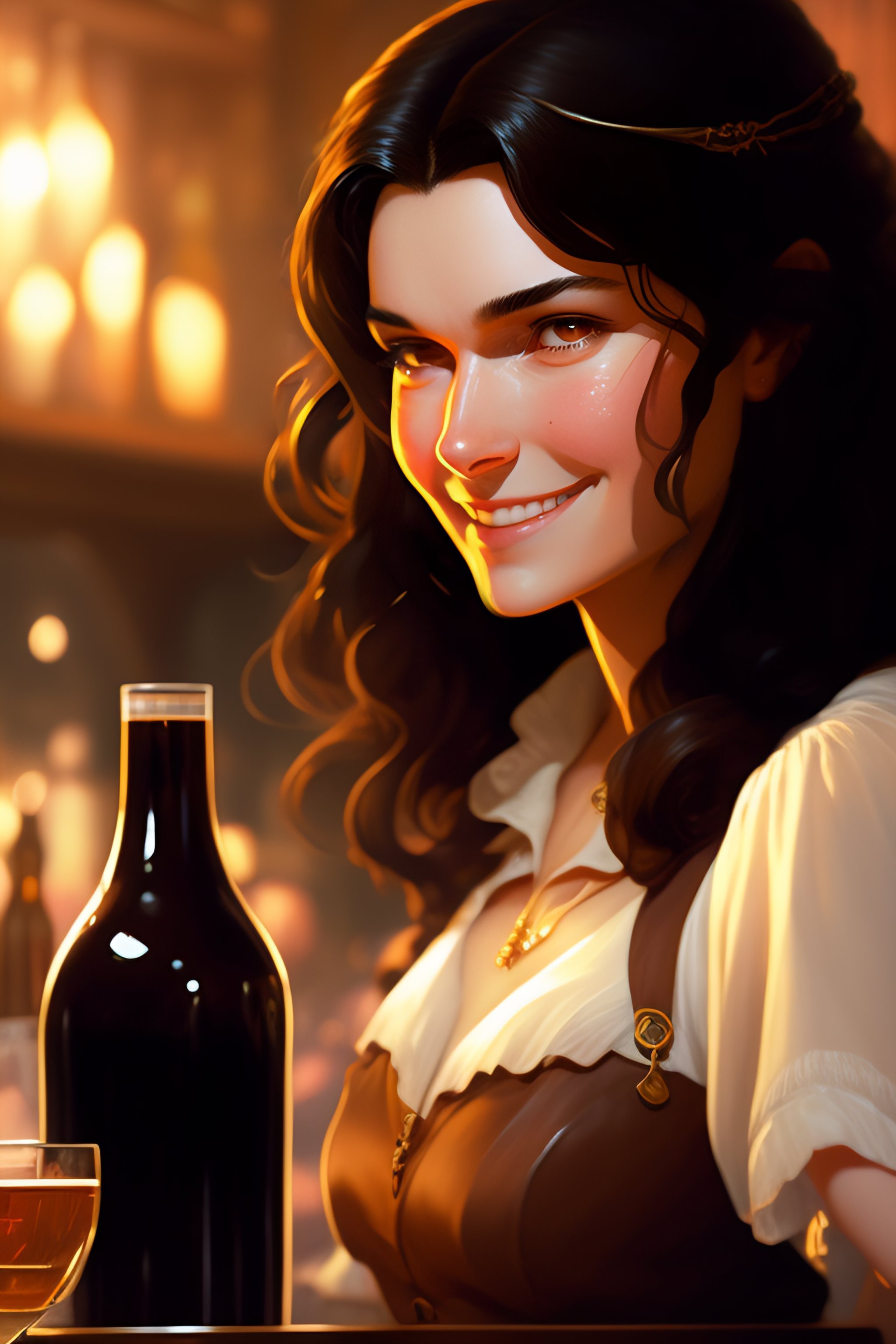 Lexica - Beautiful barmaid brunette tavern baroque oil painting soft ...