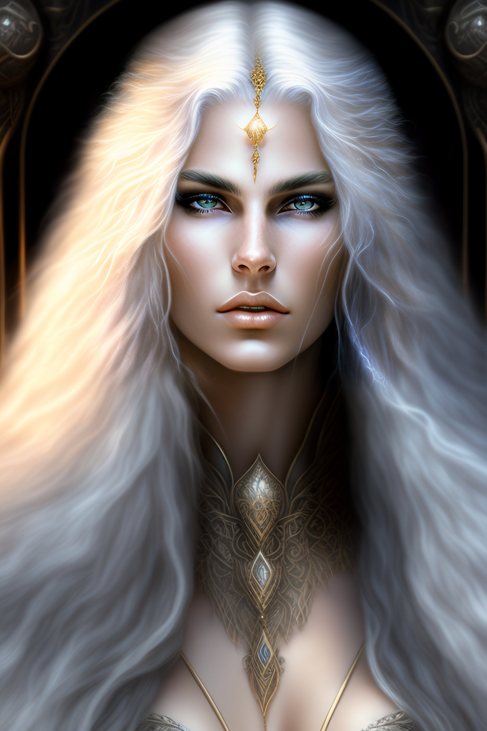 Lexica - Godess with long white hair, art by luis royo, sorcerer, shaved temple, fantasy, pale ...