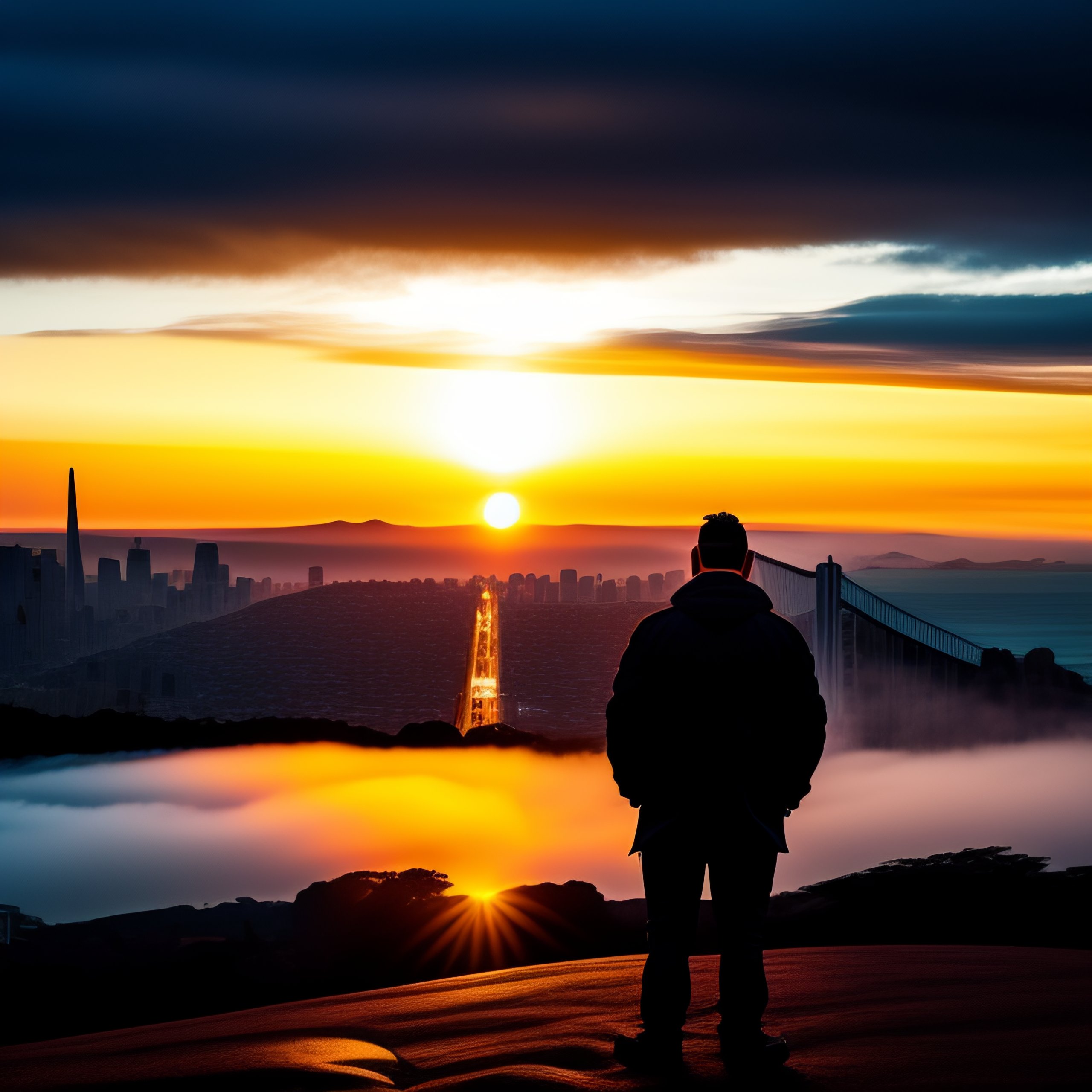Lexica - Bono standing on red rock hill in San francisco watching the ...