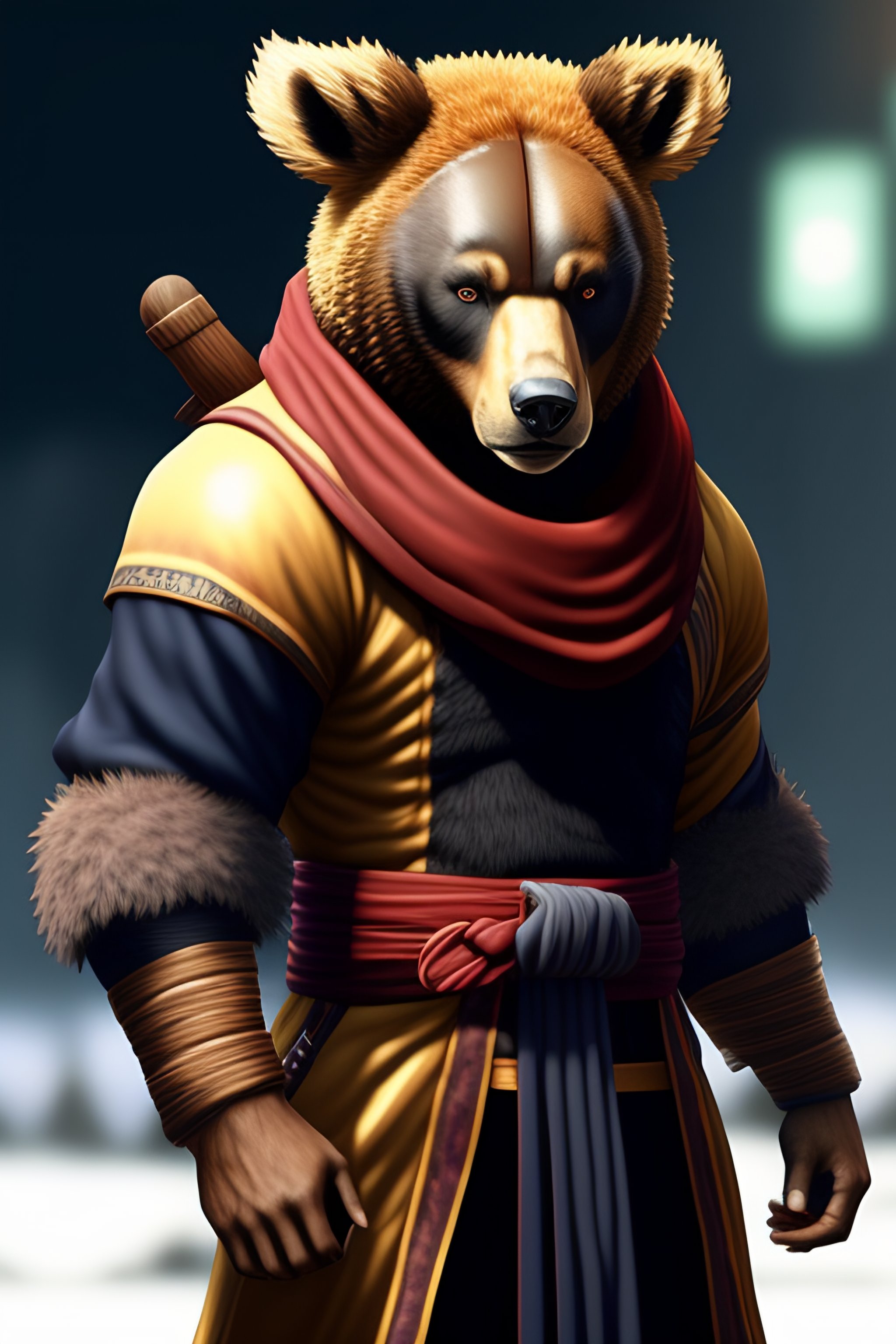 Lexica - Bear man, realistic, detailed, shinobi of naruto style