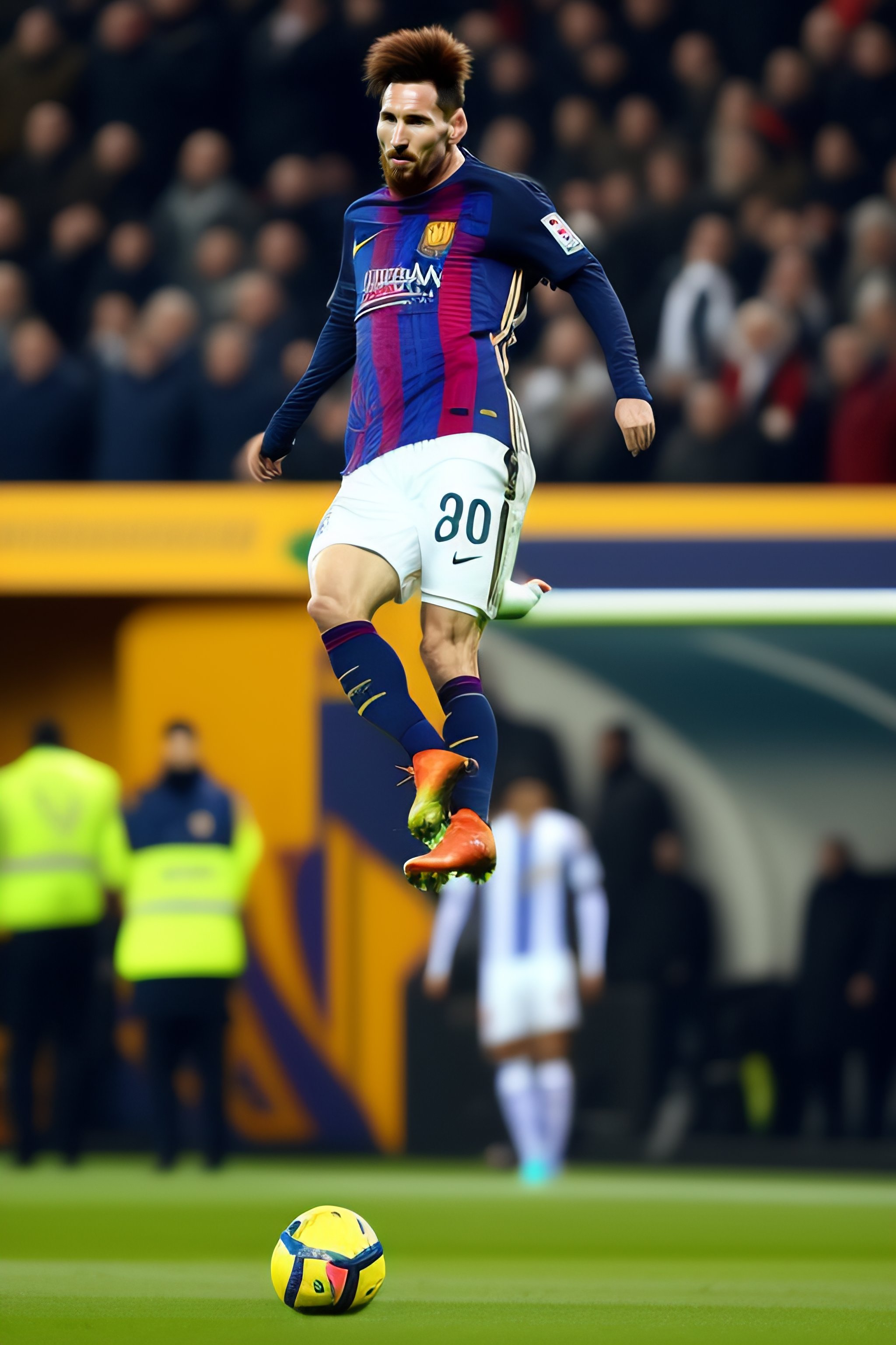 Lexica - Messi showing jumping like an idiot.