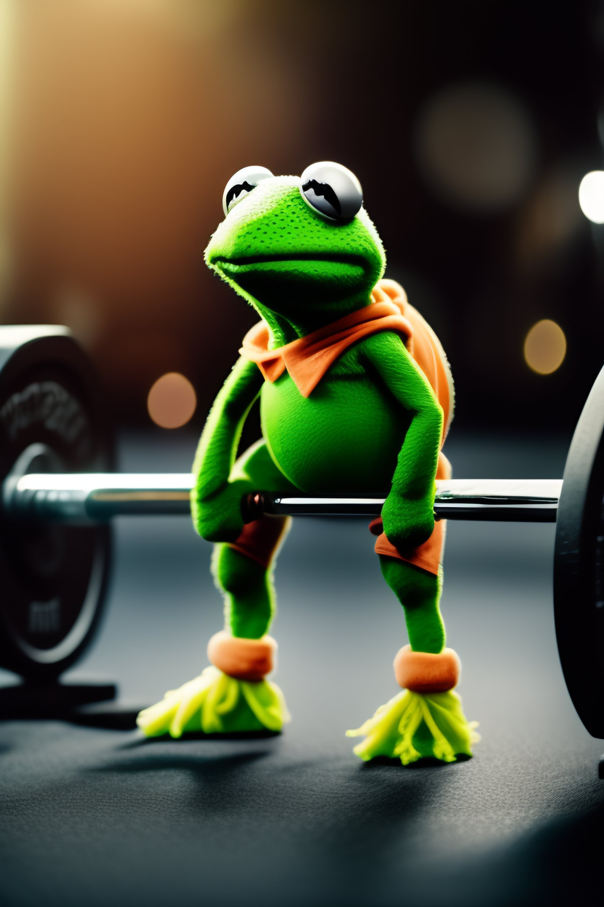 Lexica - Kermit the Frog doing deadlifts at a luxury gym, portra 400 ...