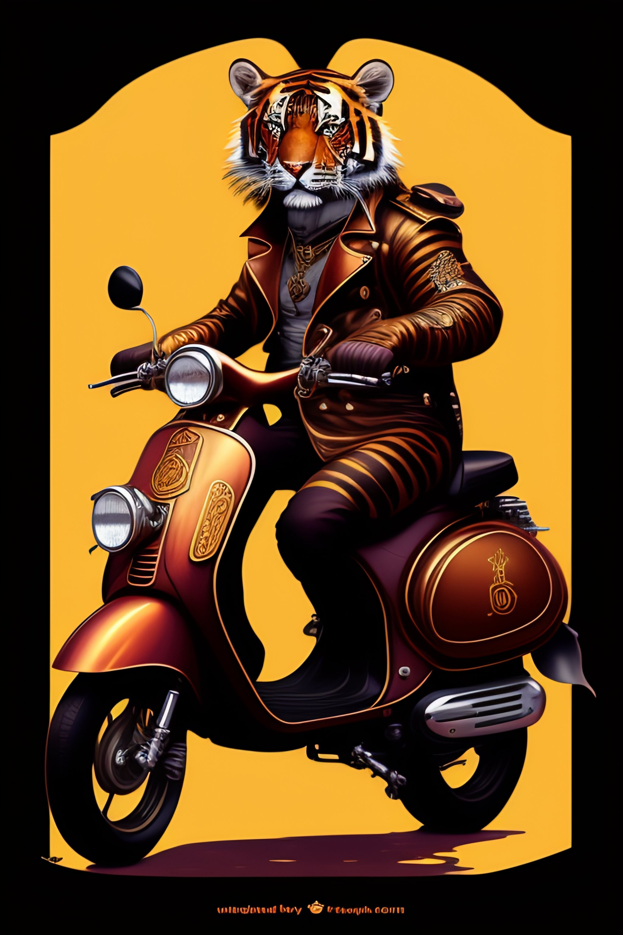 Lexica - A steampunk Tiger fursona with boots sitting on a vespa moped ...