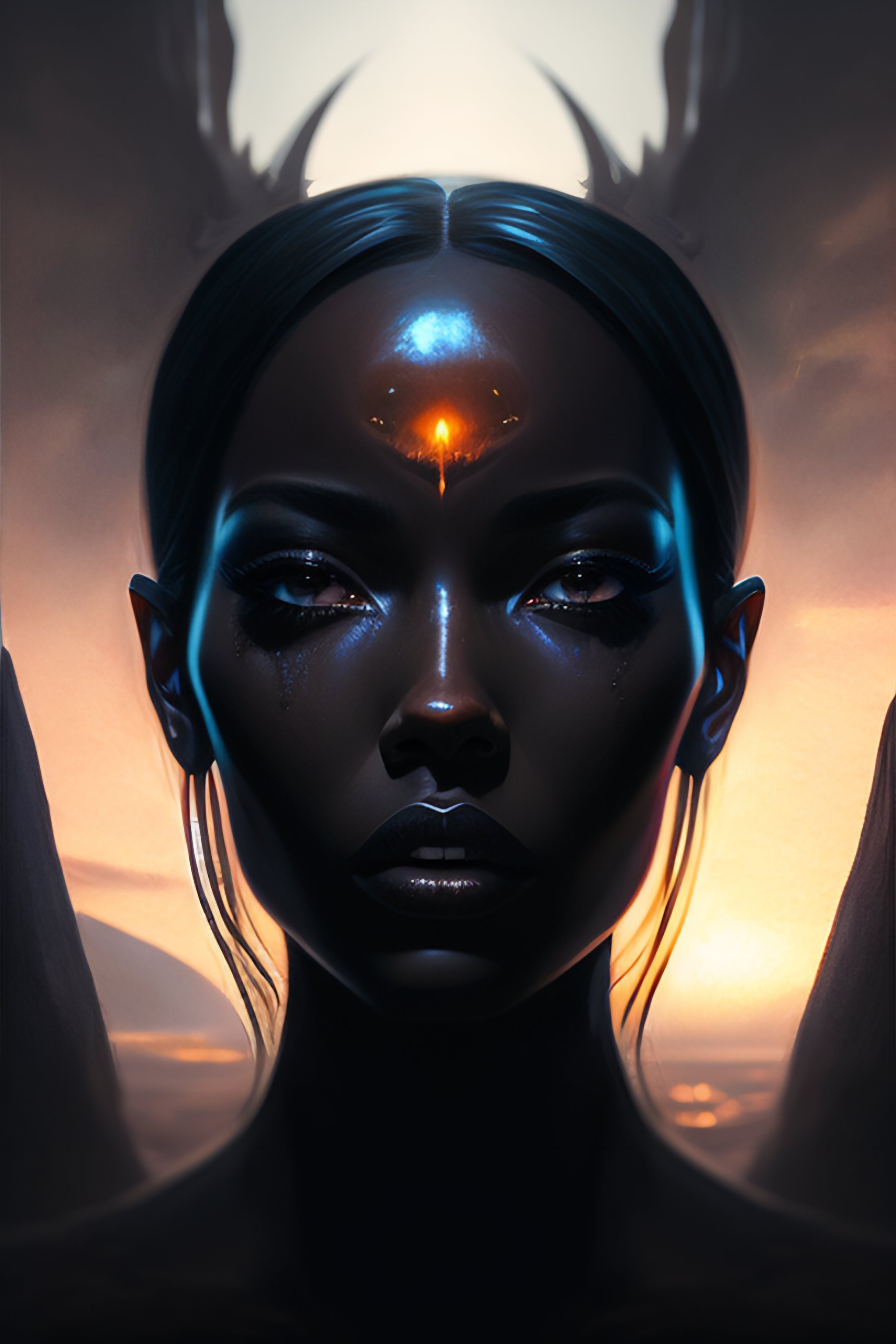 Lexica - Realist picture centered face portrait evil big eyed skull ...