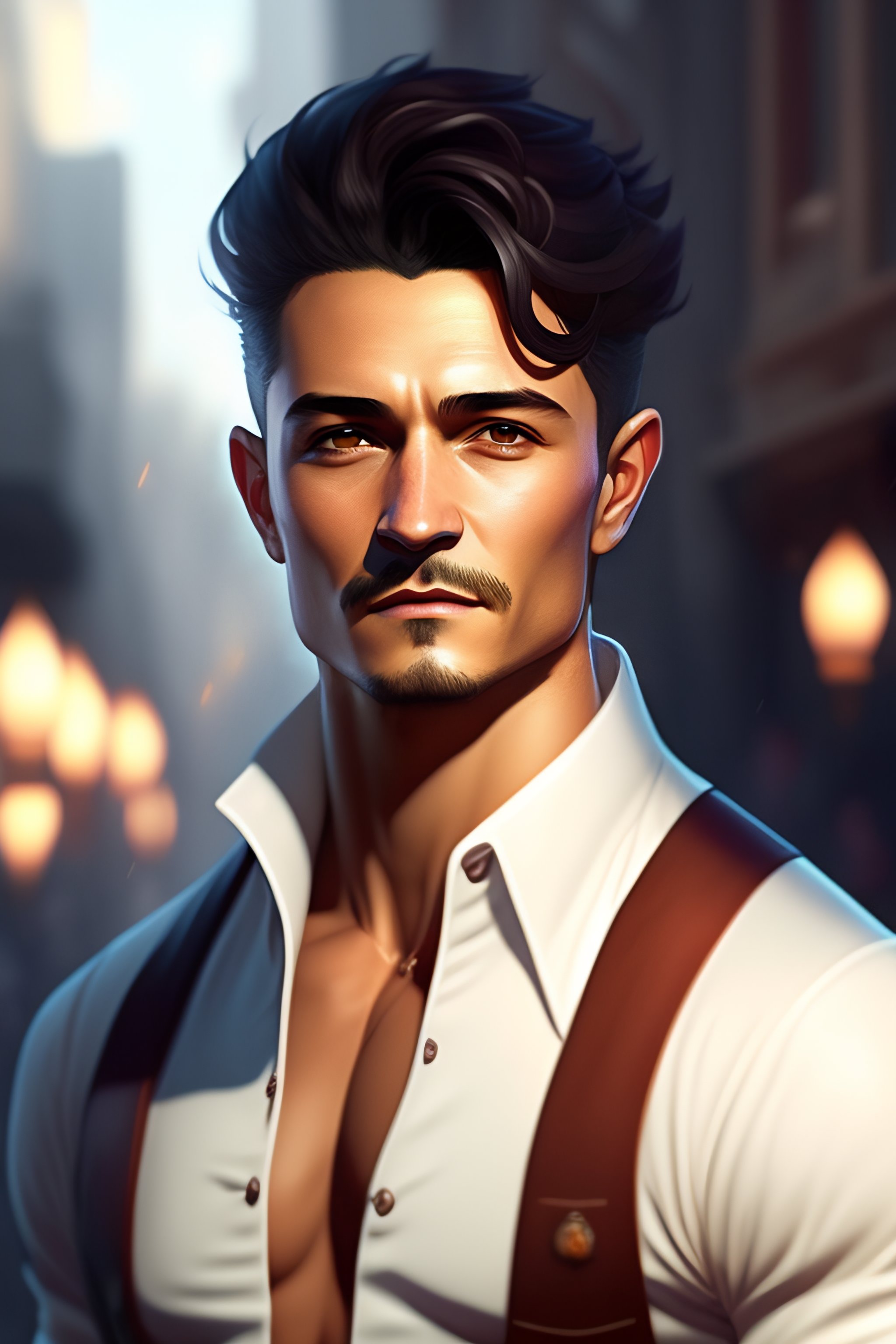 Lexica - Character concept art of Orlando Bloom as an anime character ...