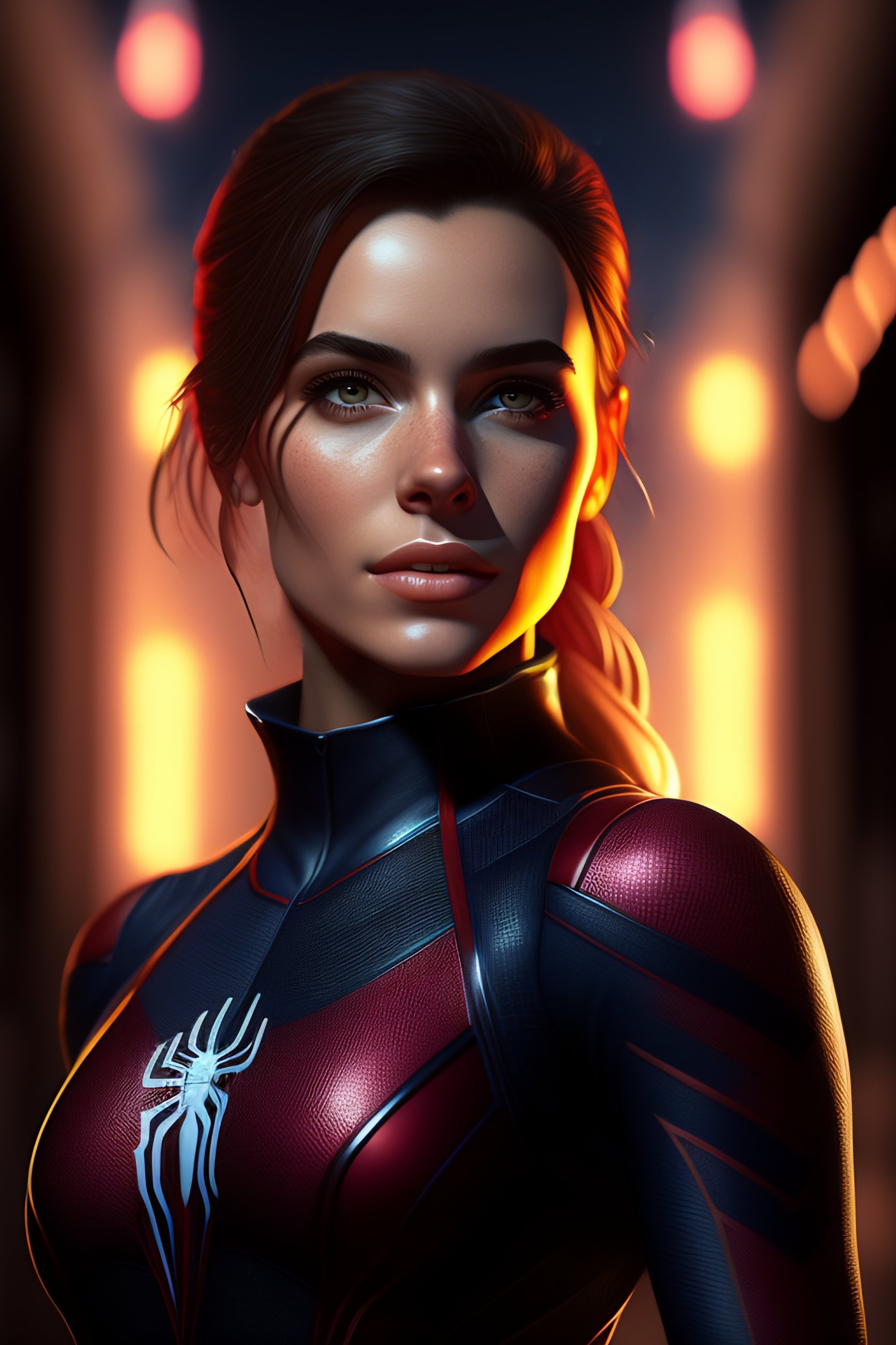 Lexica - Portrait of Spider-girl, hyper detailed, standing in a dark ...
