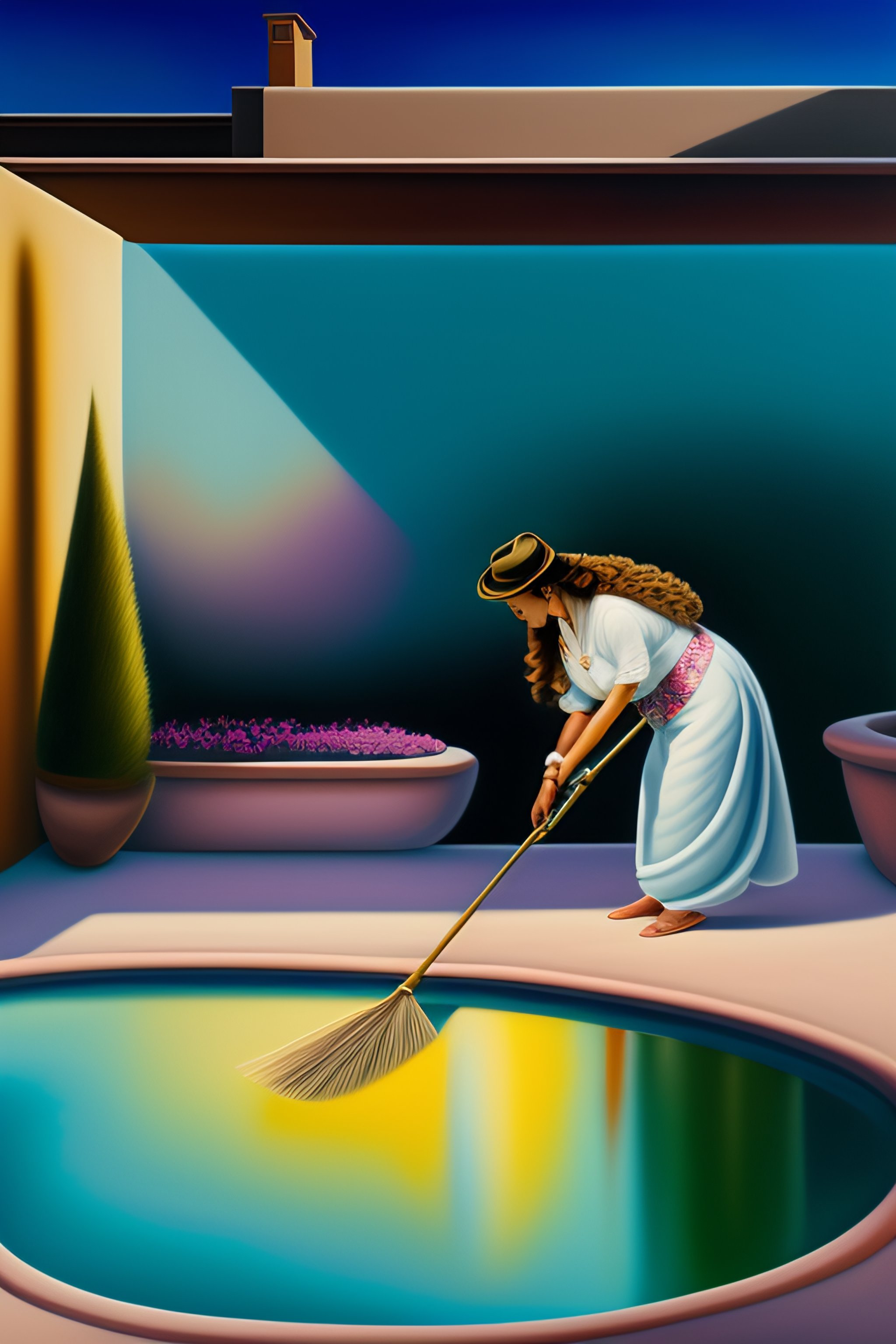 Lexica - Detailed soft painting of Maria Lluïsa -Abo's mother- cleaning ...
