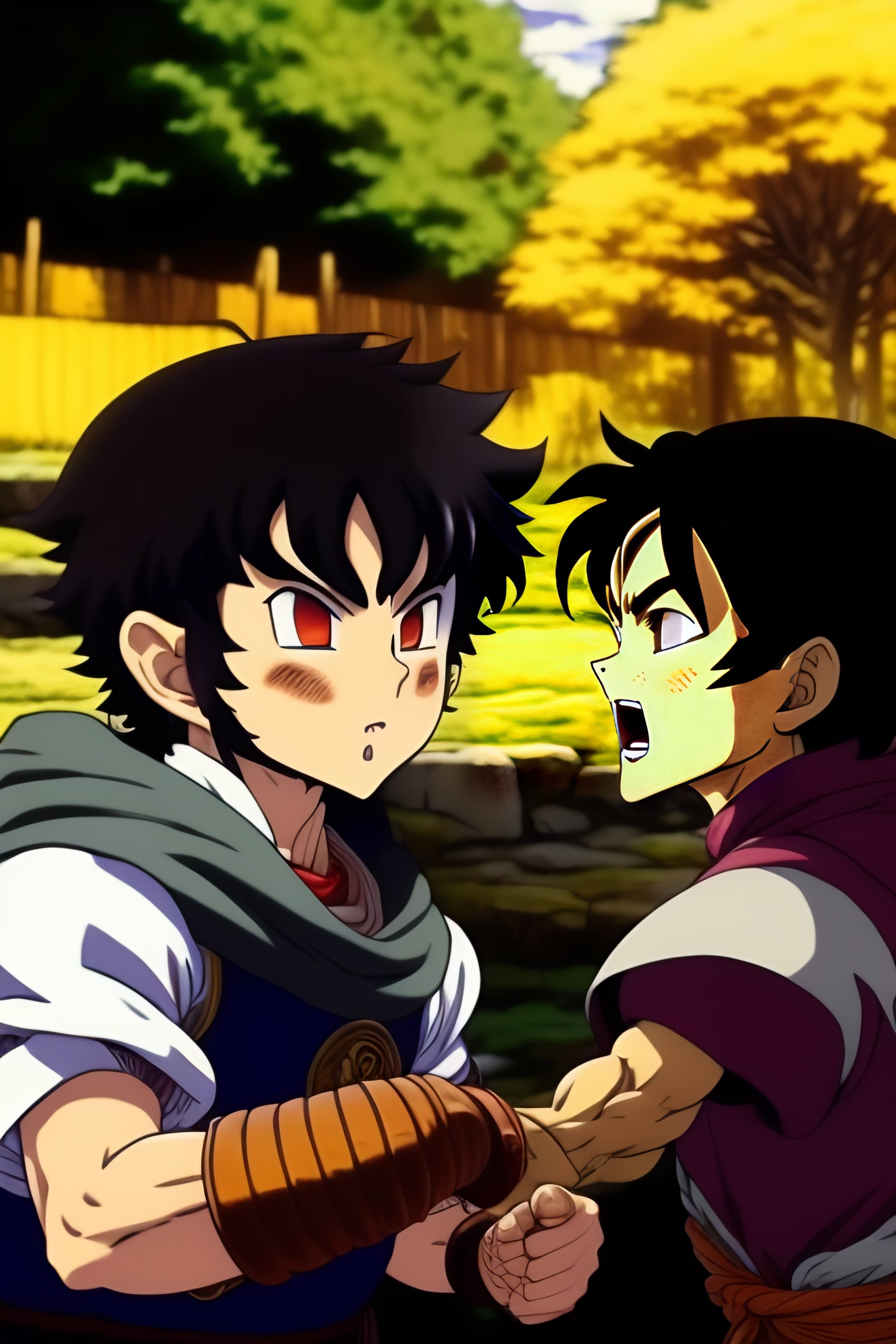 Lexica - Frodo from Lord of the Rings fighting a dog in the anime style ...