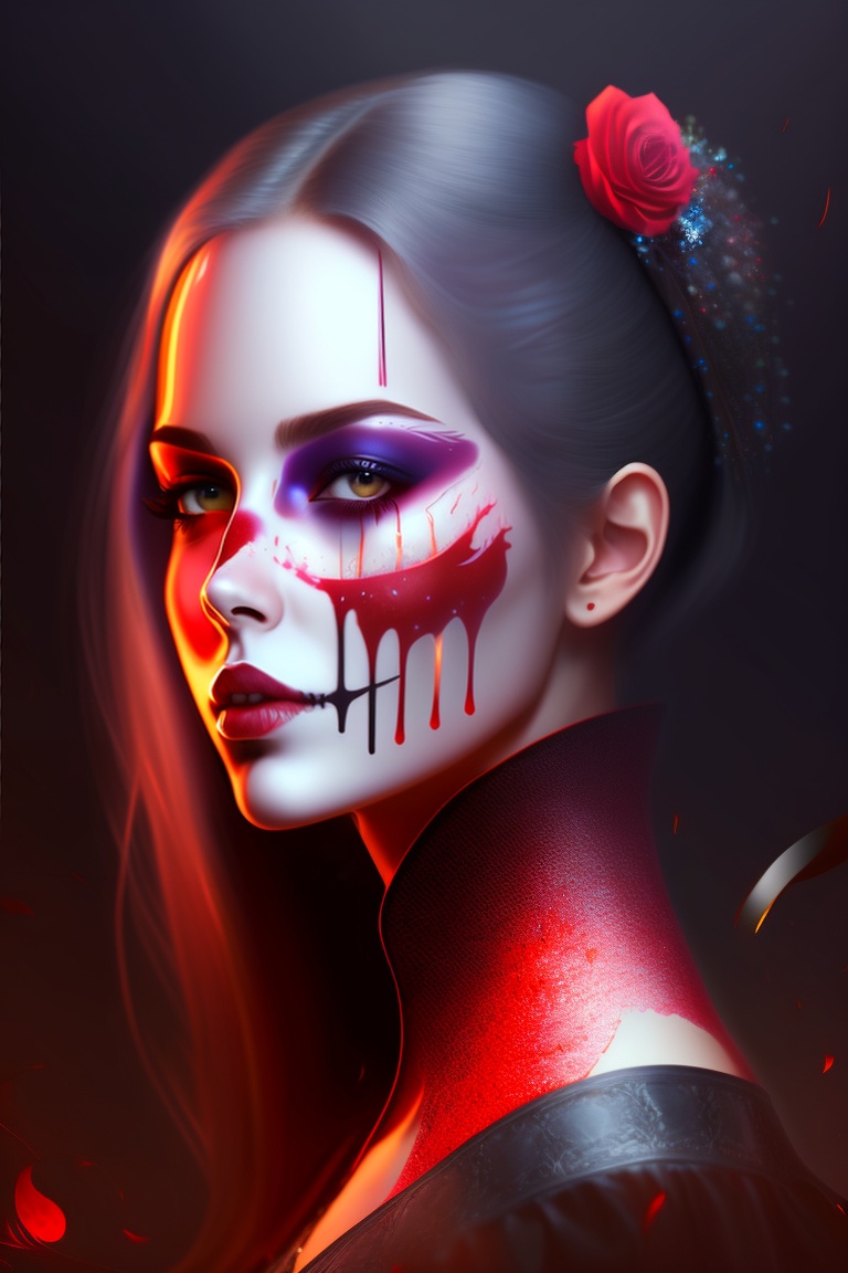 Lexica - Skeleton, girls face, blood