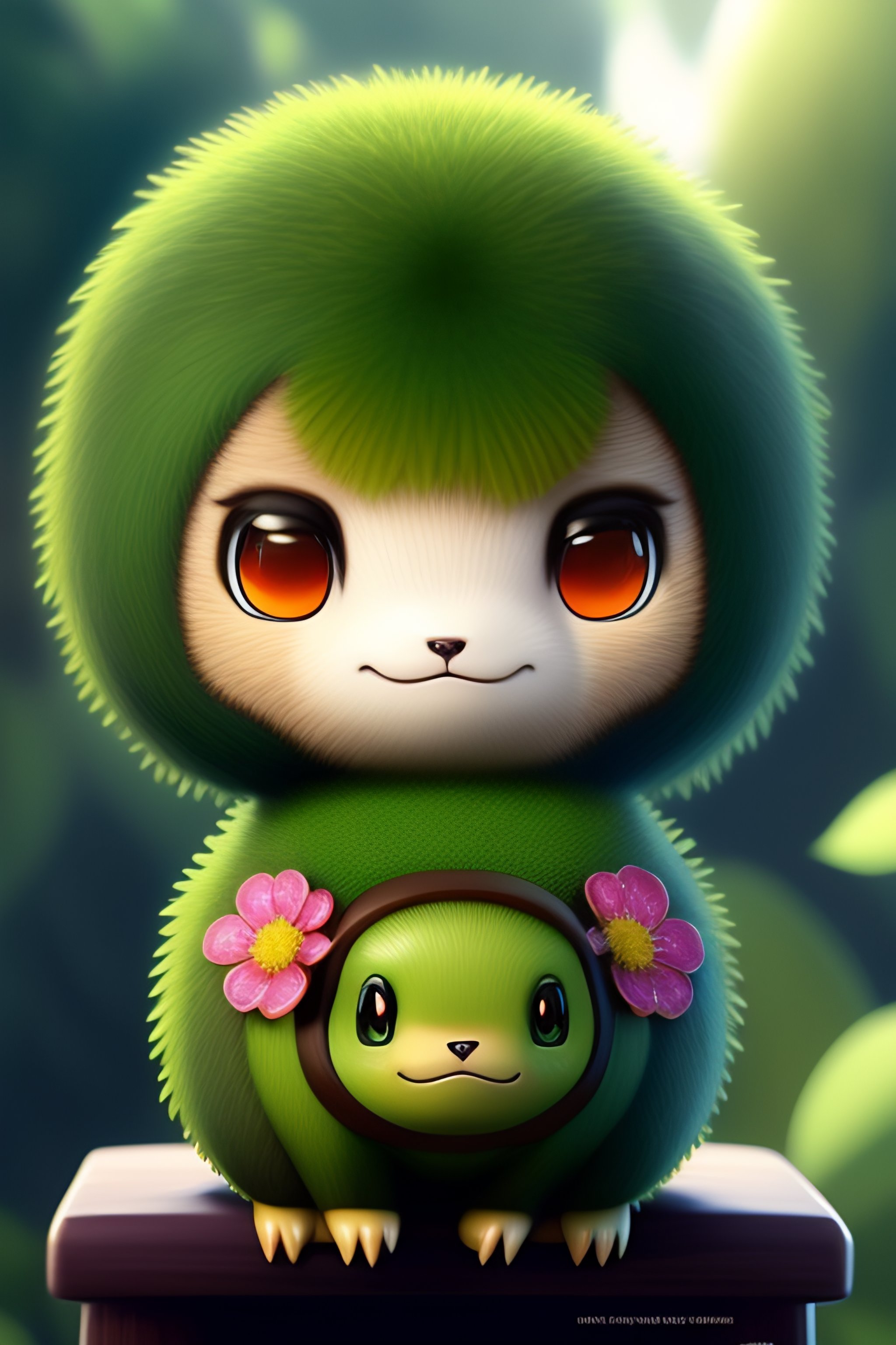 Lexica - An adorable grass type Pokémon representing a sloth with large ...