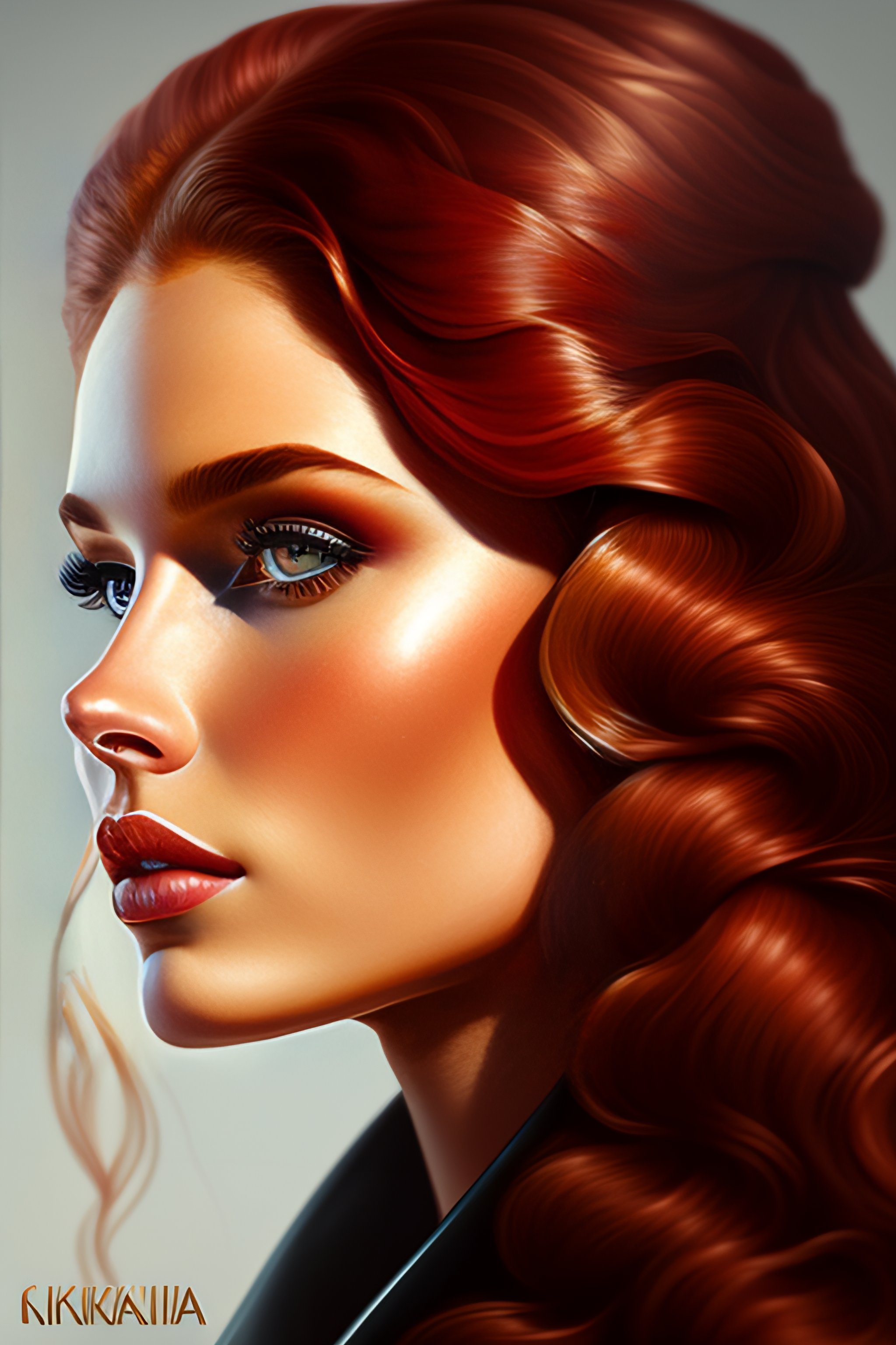 Lexica - Young queen with marsala hair in a braid, bust, realistic art ...