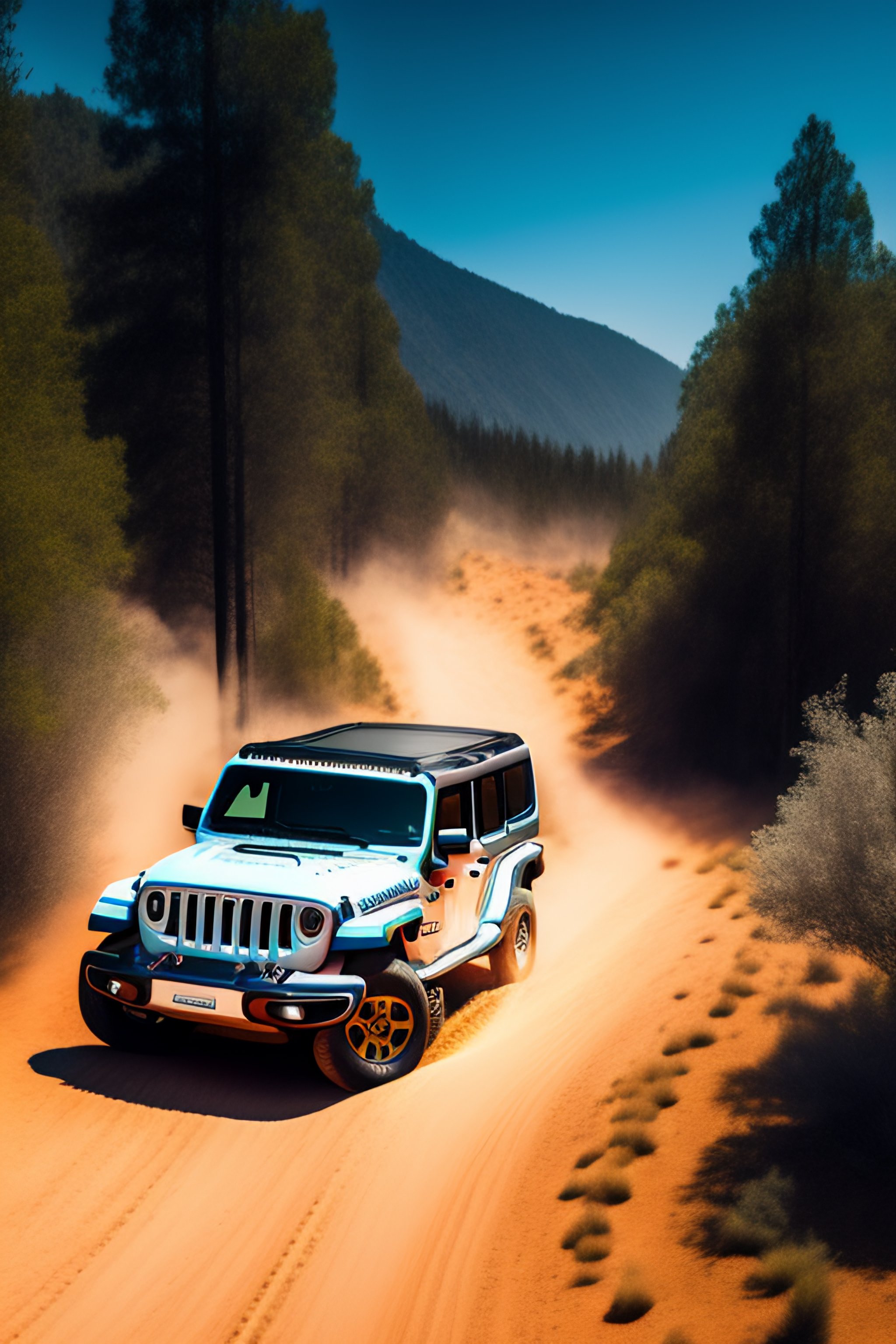 Lexica - Jeep running a road of ink