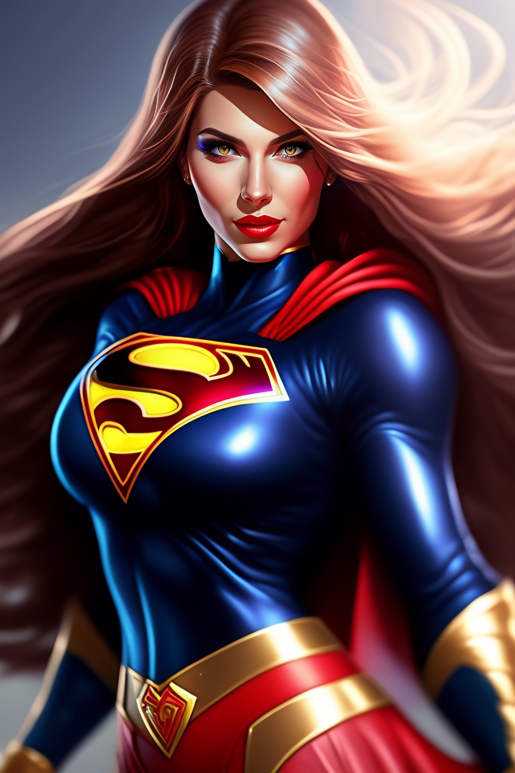 Lexica - A cat persan as supergirl, by artgerm