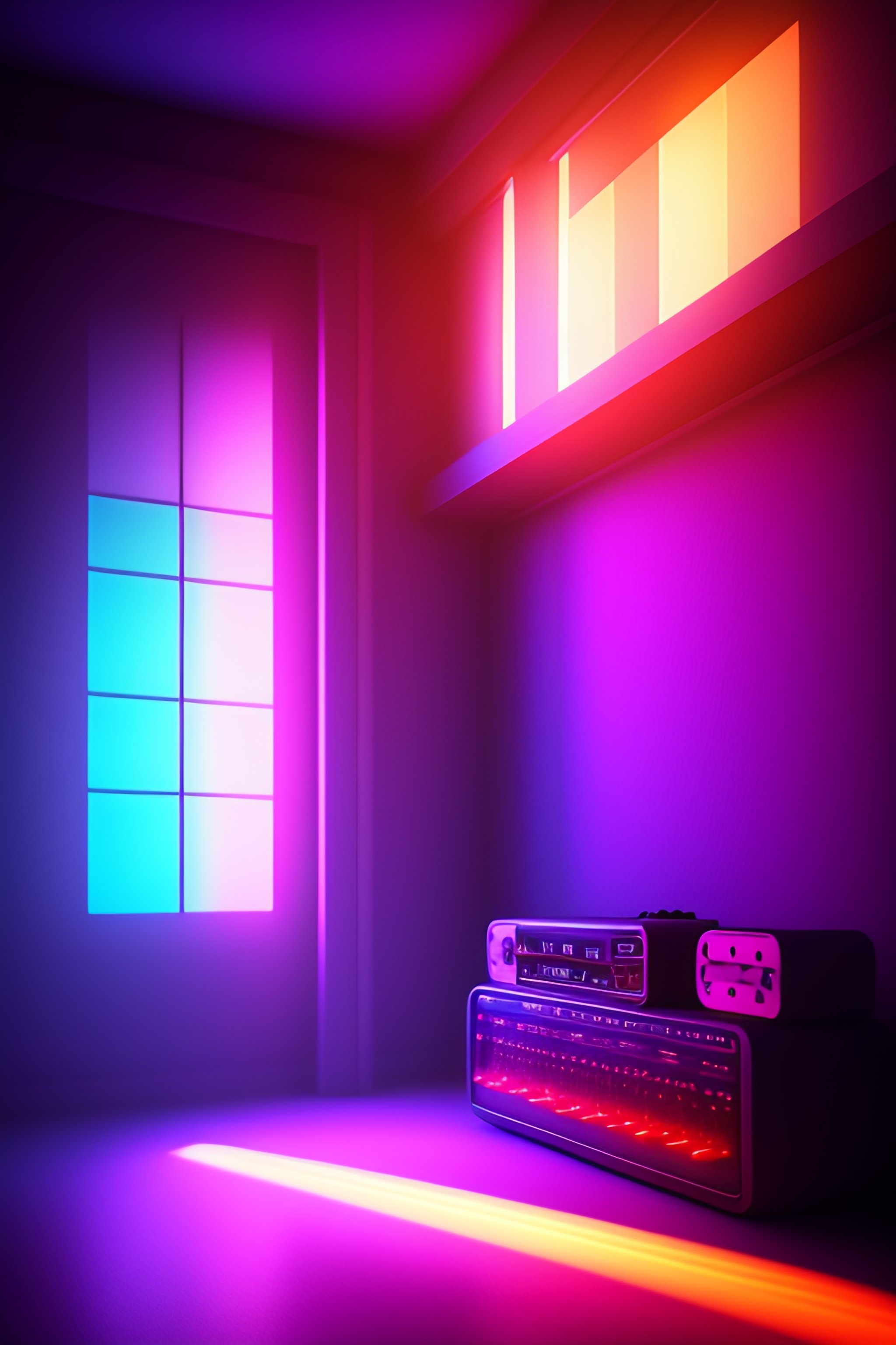 Lexica - Rock bedroom, synth vibe, vaporwave colors, lens flare, moody ...