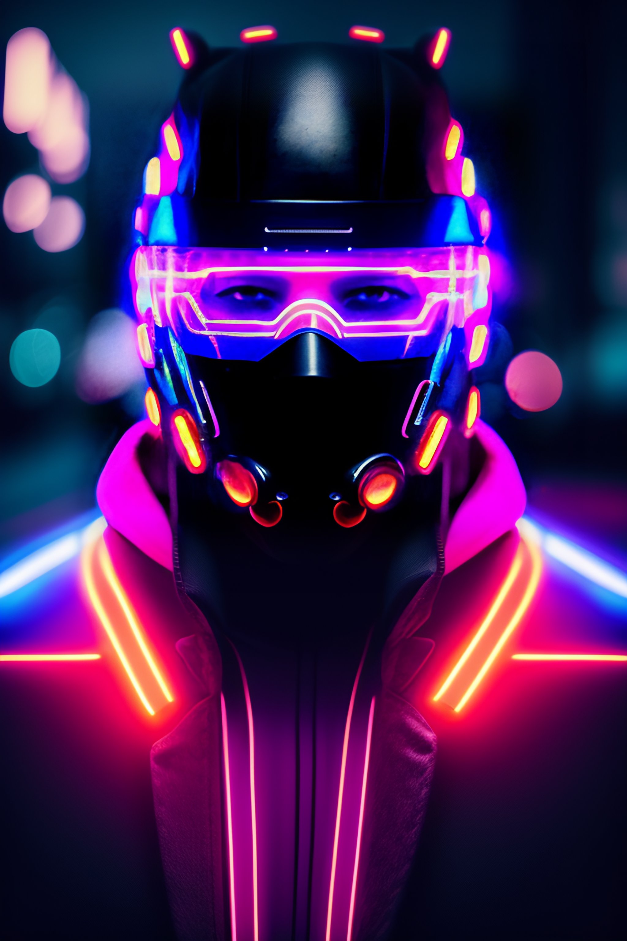 Lexica - Futuristic cyberpunk masked man, half cyborg, full body, heavy ...