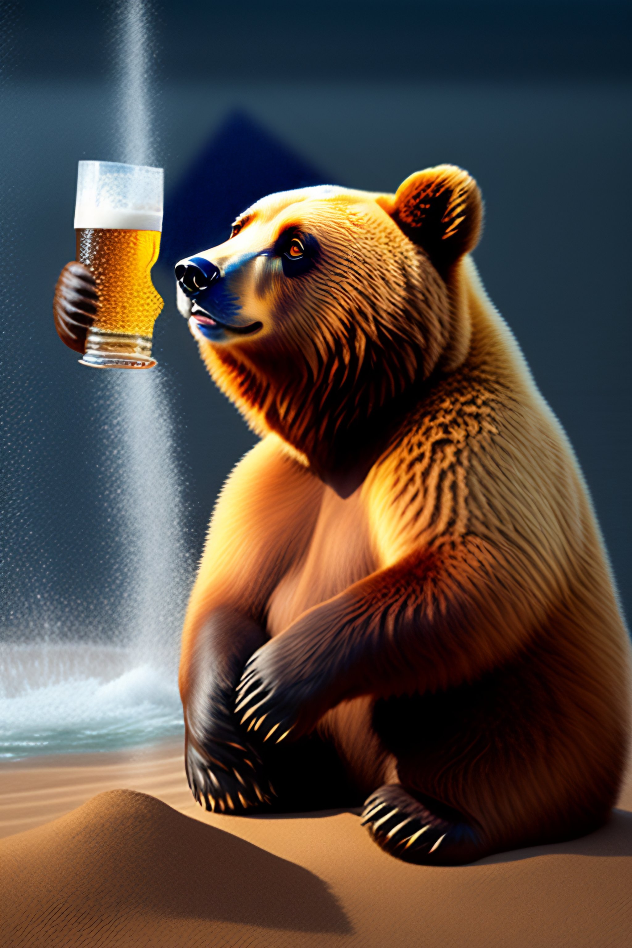 Lexica - A Bear drinking a bier