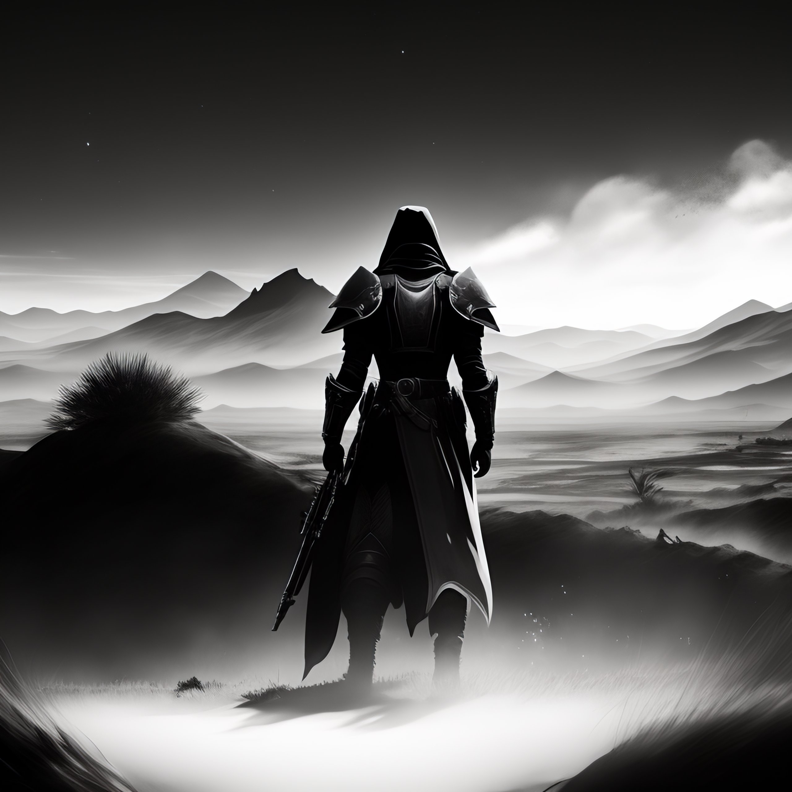 Lexica - Hand scketch of a destiny 2 character at midnight. in a ...