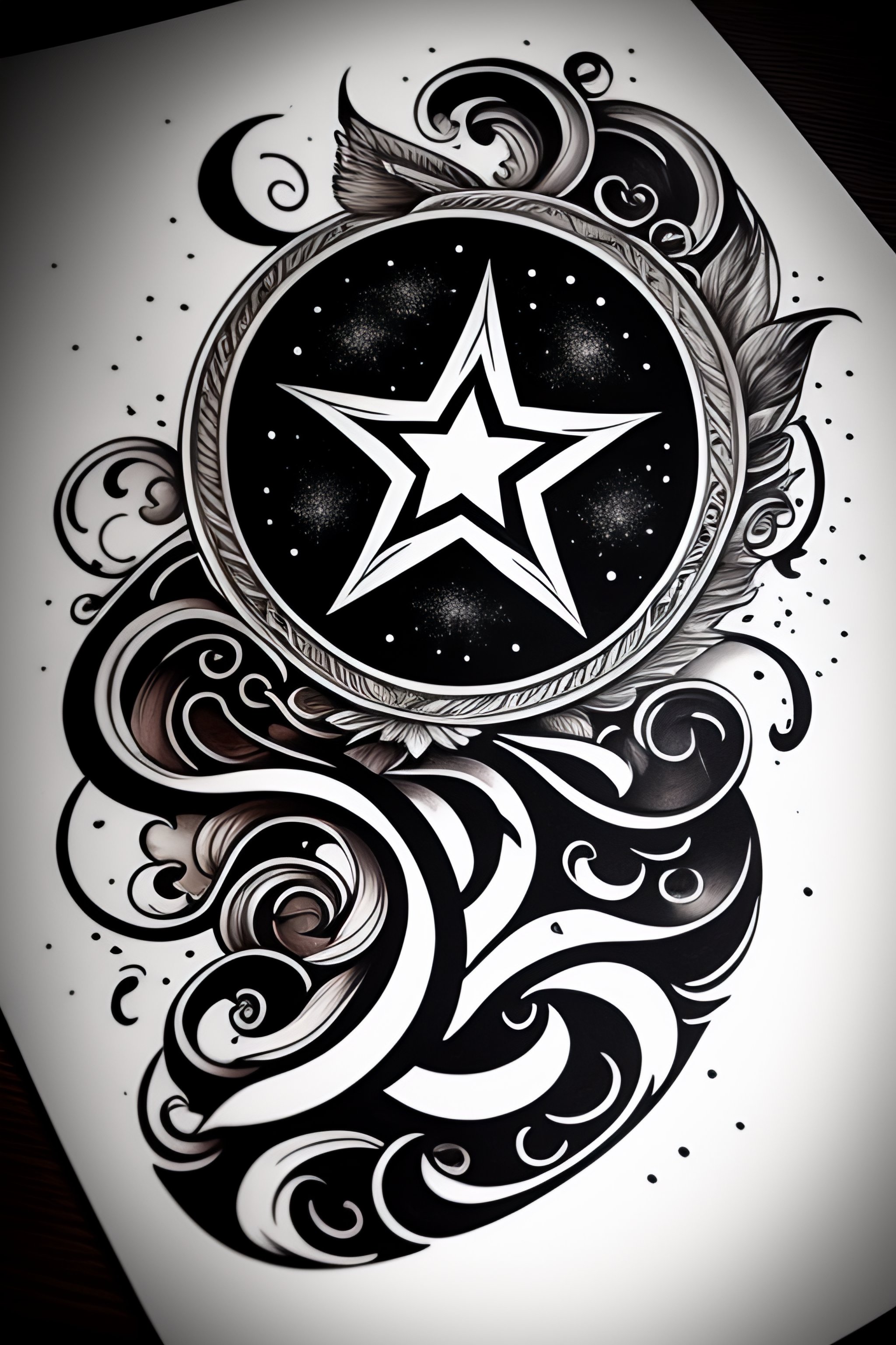 Lexica - Tattoo design, star simple design on white background, clean ...