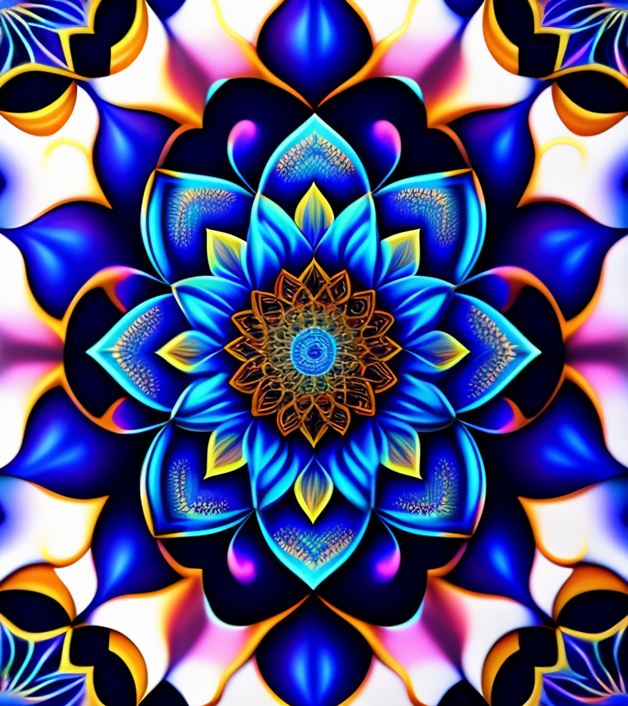 Lexica - 2d blue avatar humanoid drawing psychedelic, 2d flat, mandala ...