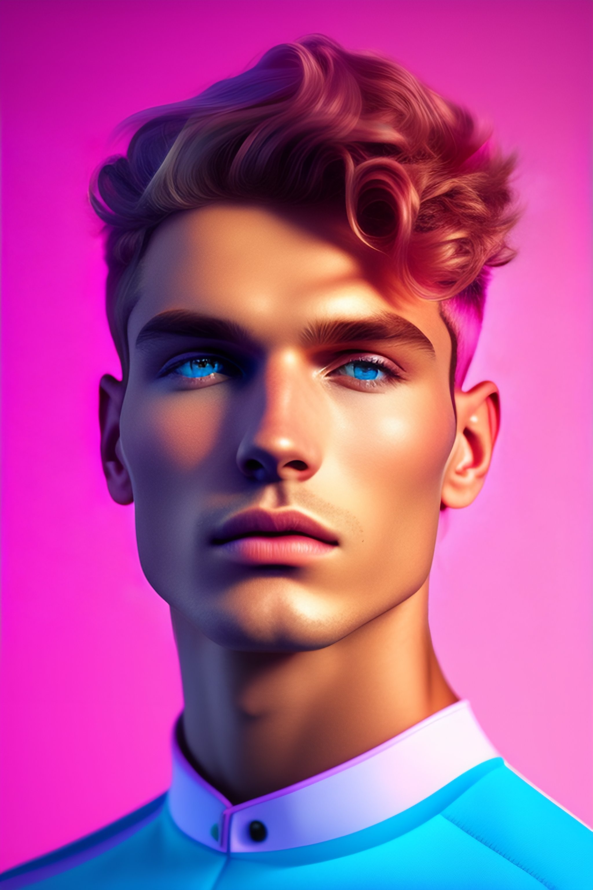 Lexica - Portrait pink and blue soft ambient flat portrait photo of a ...