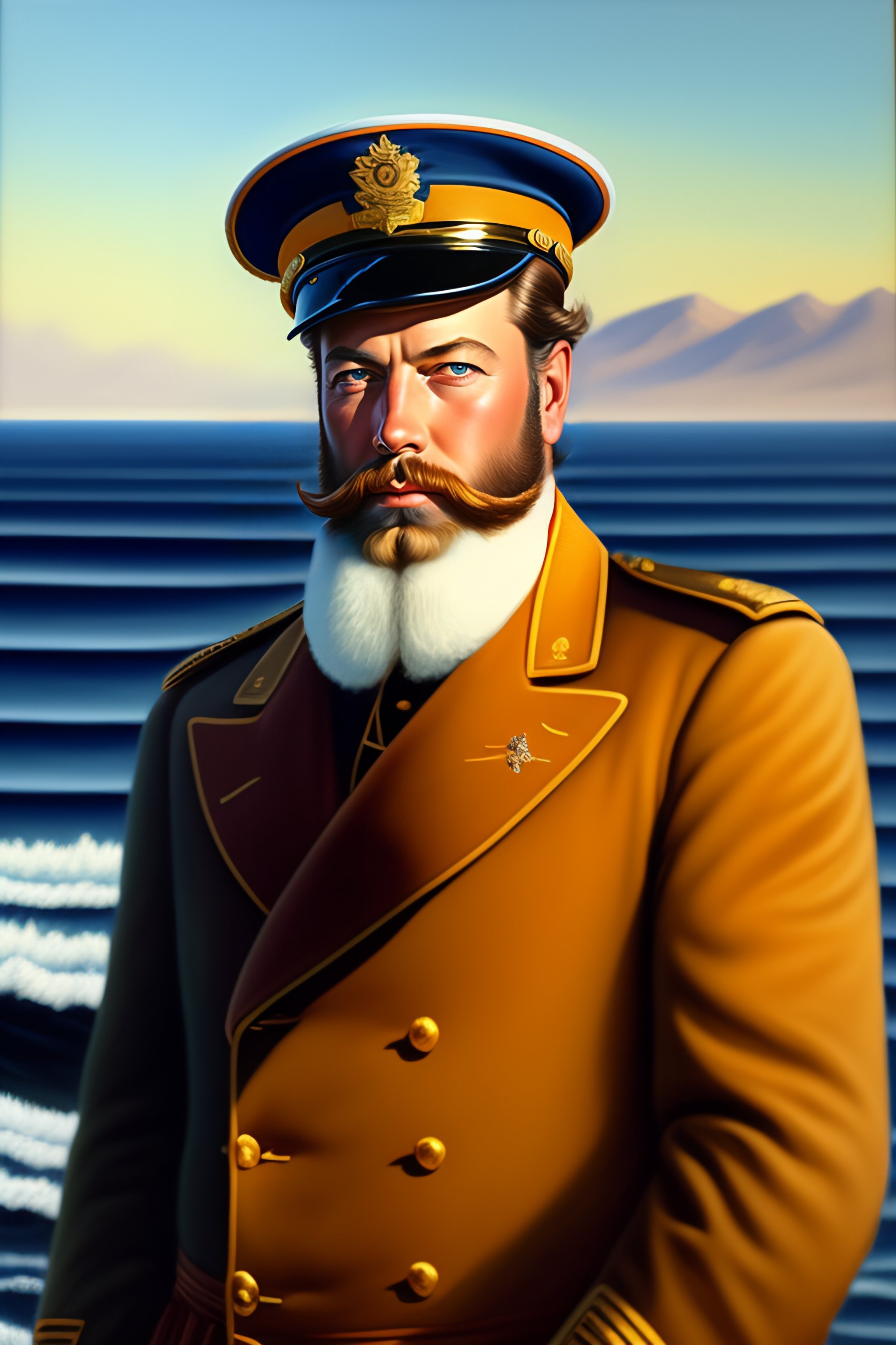 Lexica - Sea captain. rex harrison, trimmed beard, oil painting,