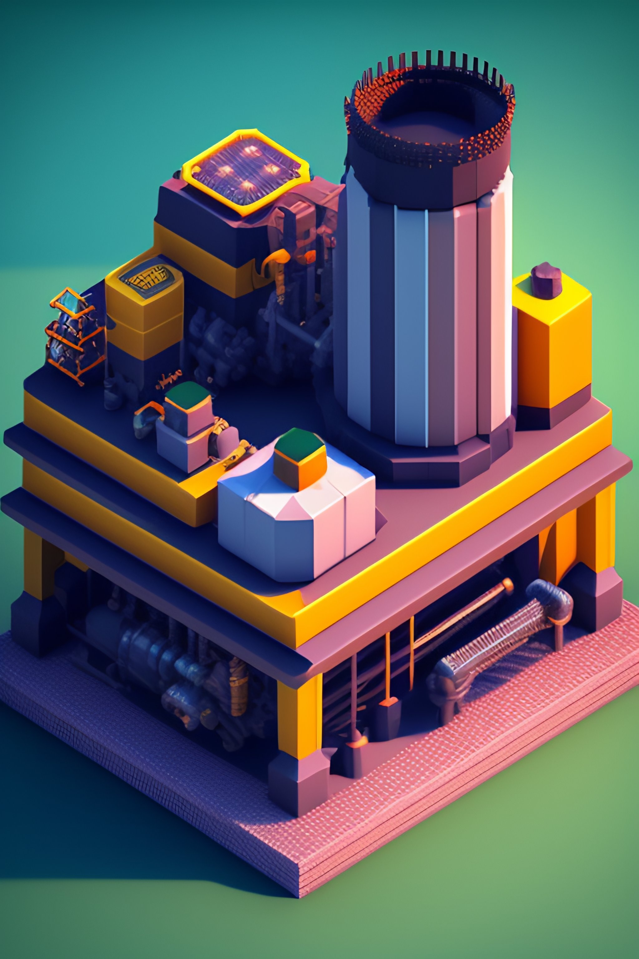 Lexica - Detailed isometric power plant nuclear, pixel art, unreal ...