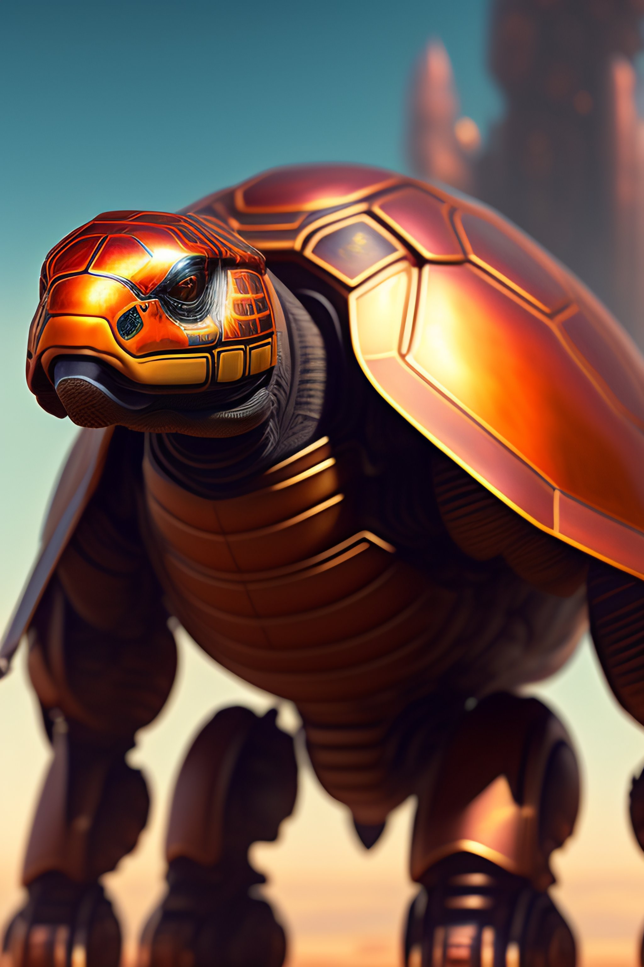 Lexica - Portrait of a cybernetic red tortoise a spiritual full body ...