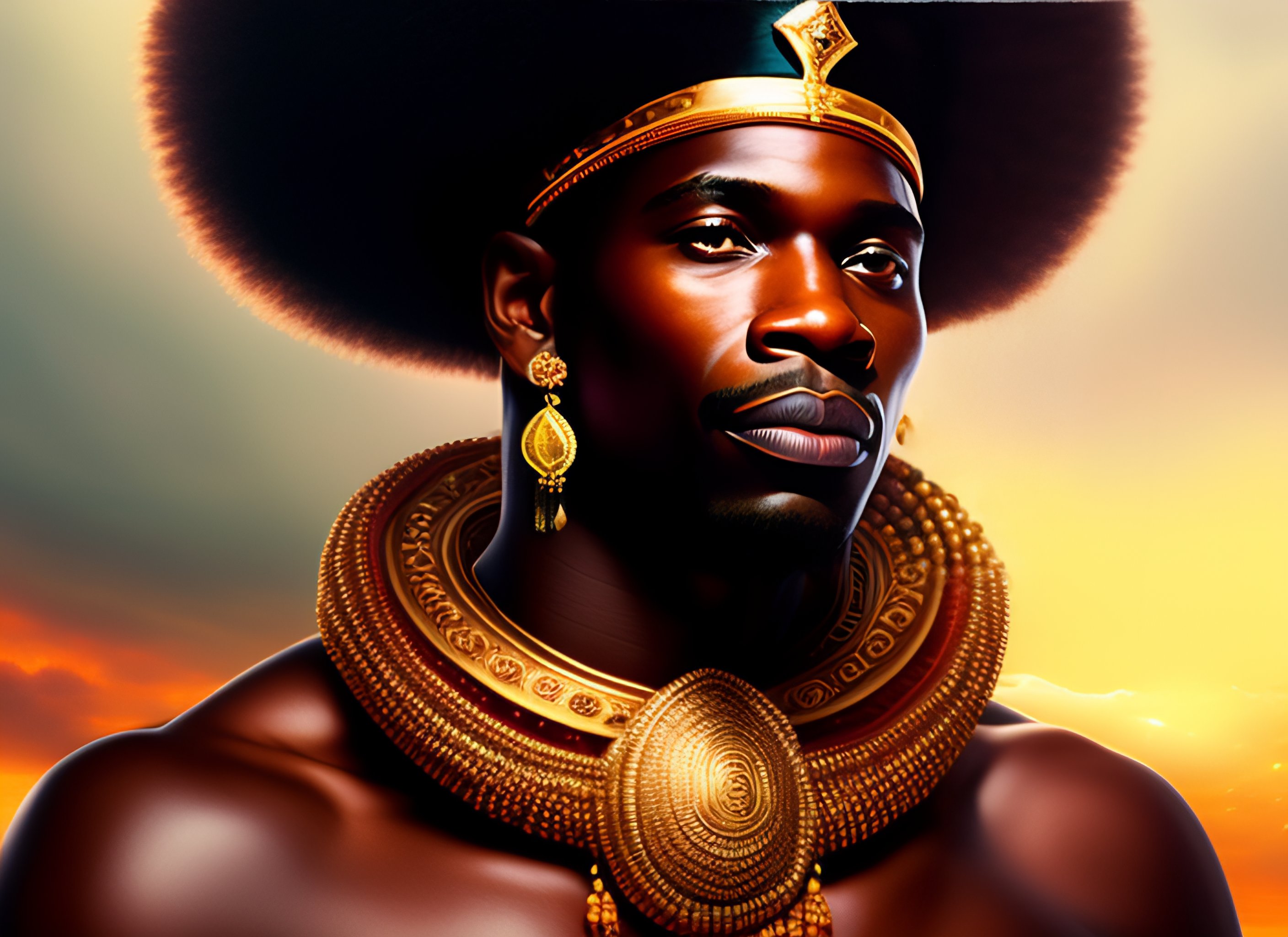 Lexica - Surreal illustration of the legendary King Chaka the Zulu
