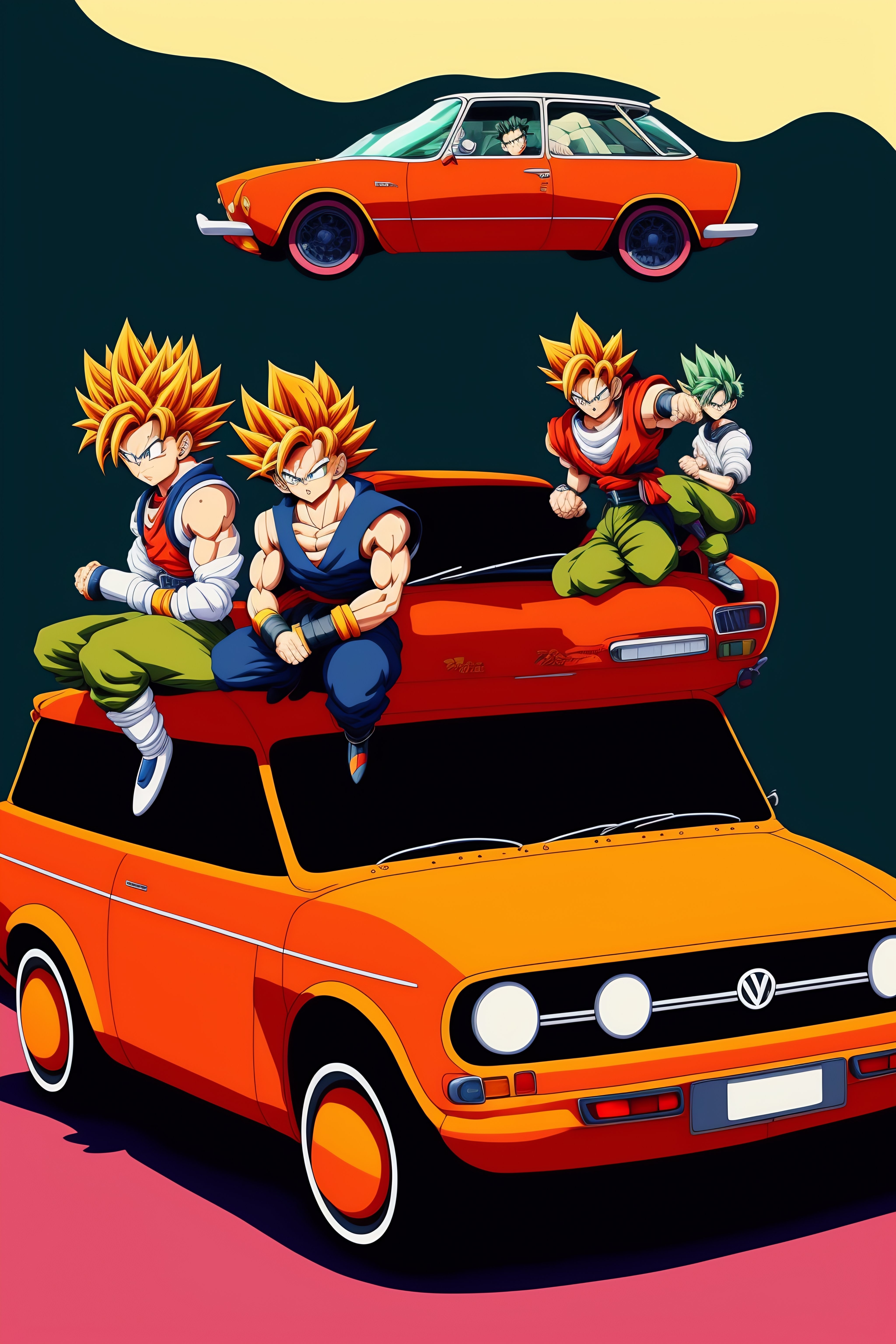 Lexica - Three friends, in th style of dragon ball z tv show, sitting ...